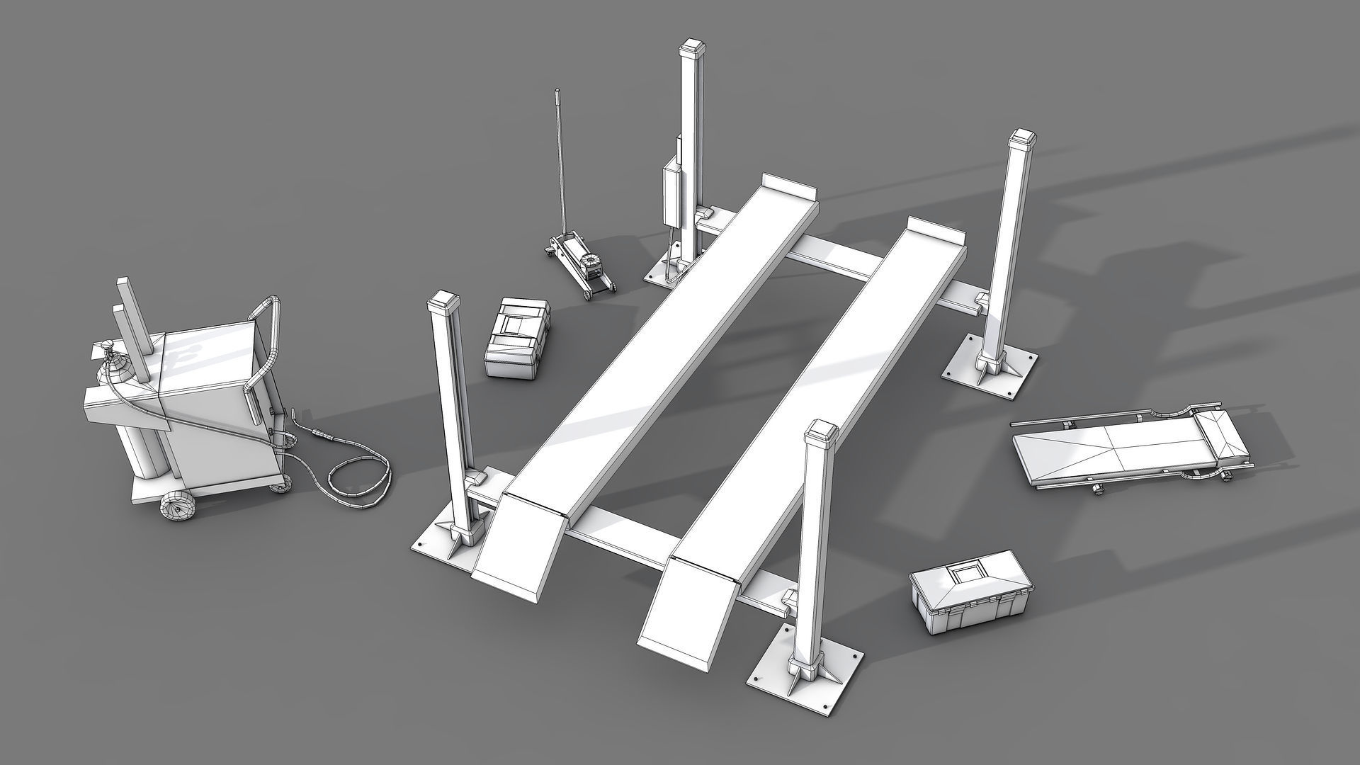 3D model Auto Repair Shop Lowpoly Car Service 3D Models Collection VR ...