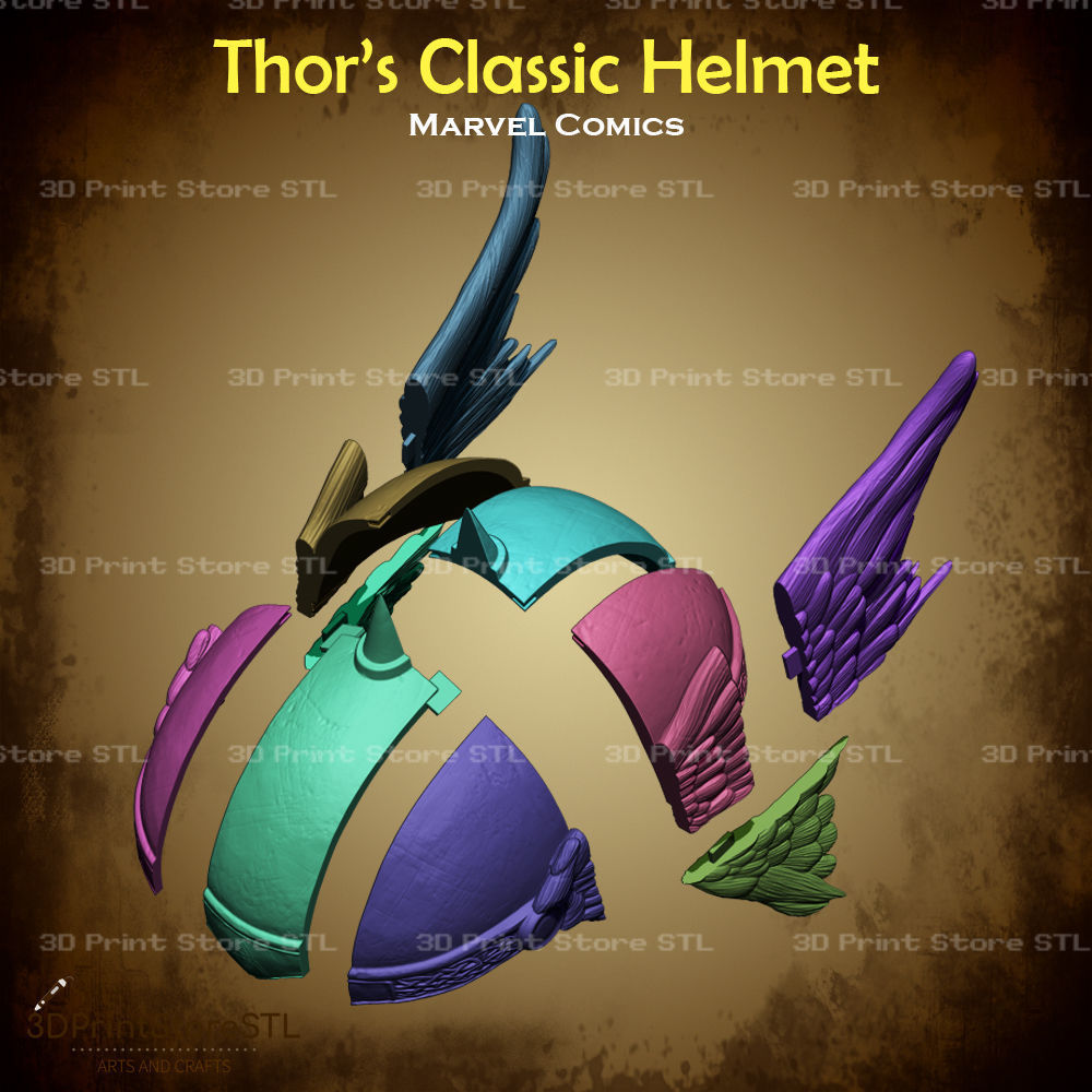 Thor Classic Helmet Cosplay Marvel - STL File 3D model 3D printable ...