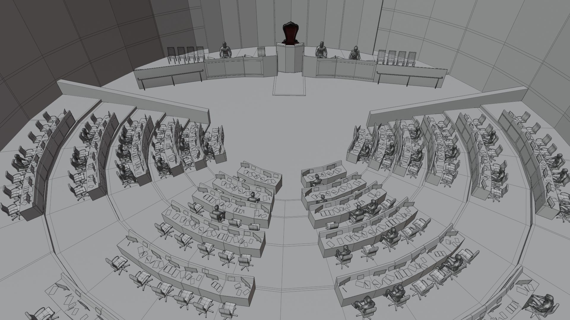 3D model VR Conference Hall Council Parliament Control Room VR / AR ...