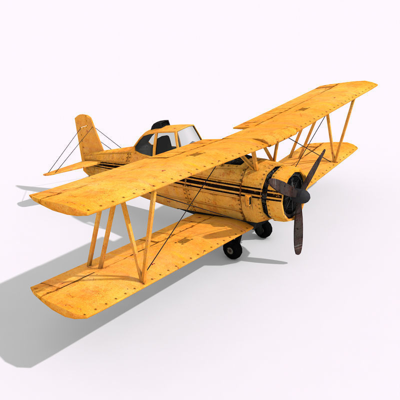 3D model 2 Lowpoly Airplanes vintage biplane VR / AR / low-poly | CGTrader