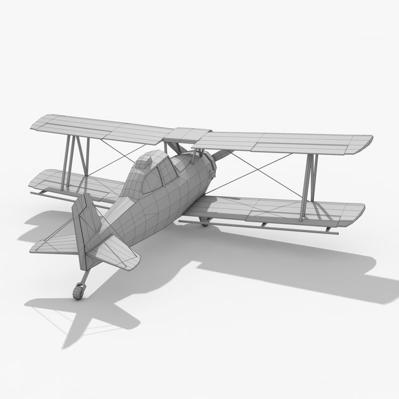 3D model 2 Lowpoly Airplanes vintage biplane VR / AR / low-poly | CGTrader