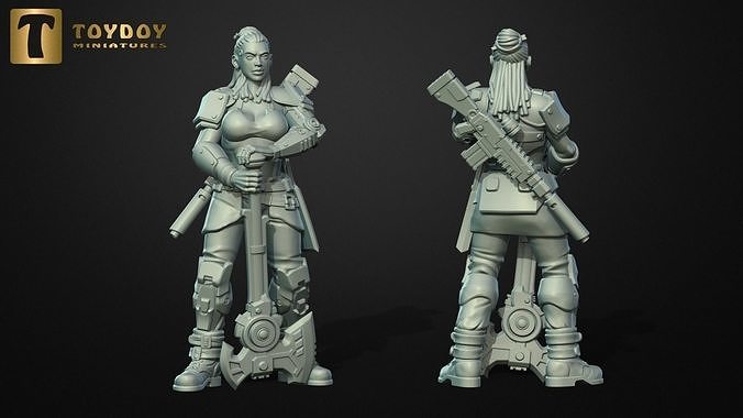 SCI-FI Miniature women soldier-Model 9 3D model 3D printable | CGTrader