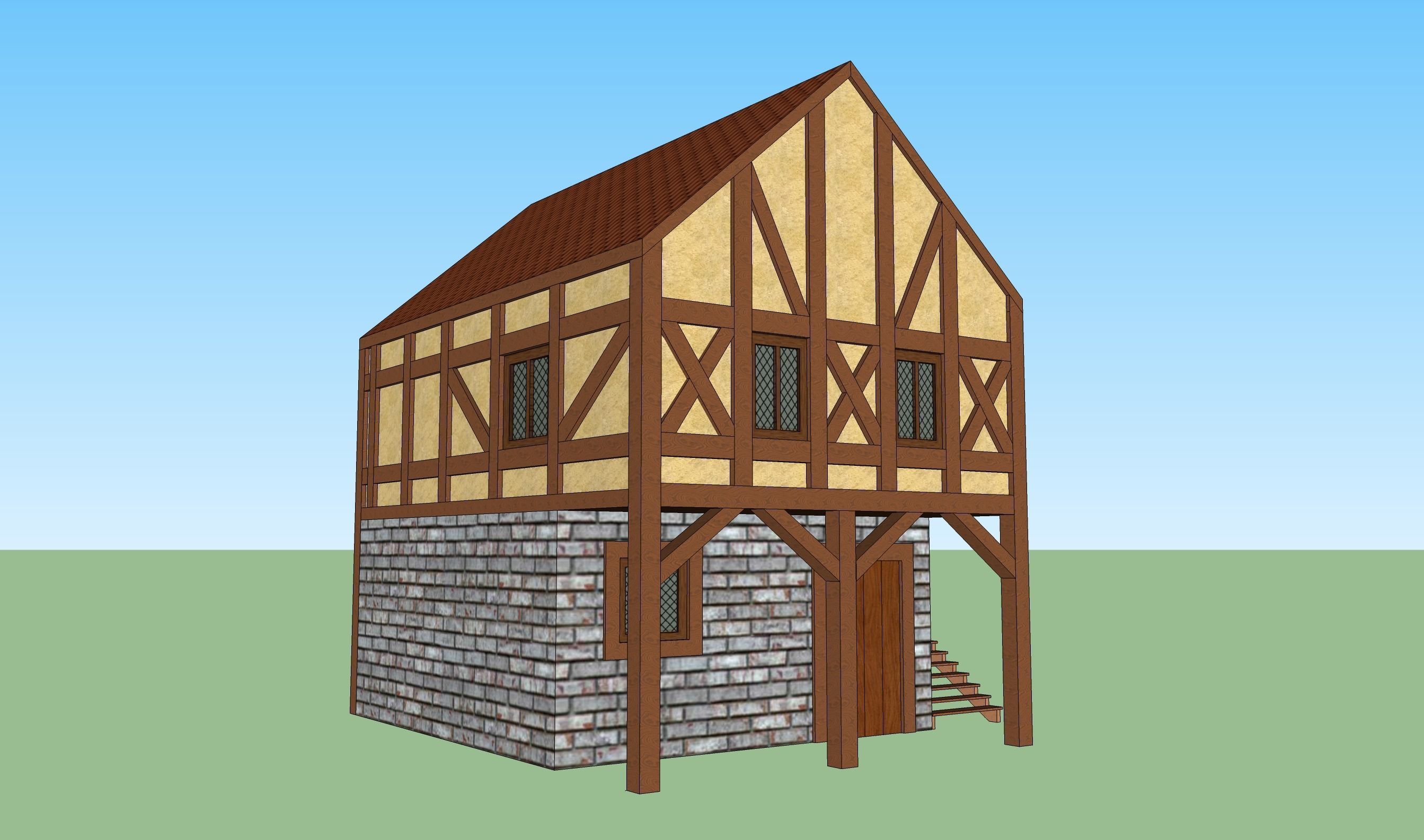 Small timber frame building 3D model | CGTrader