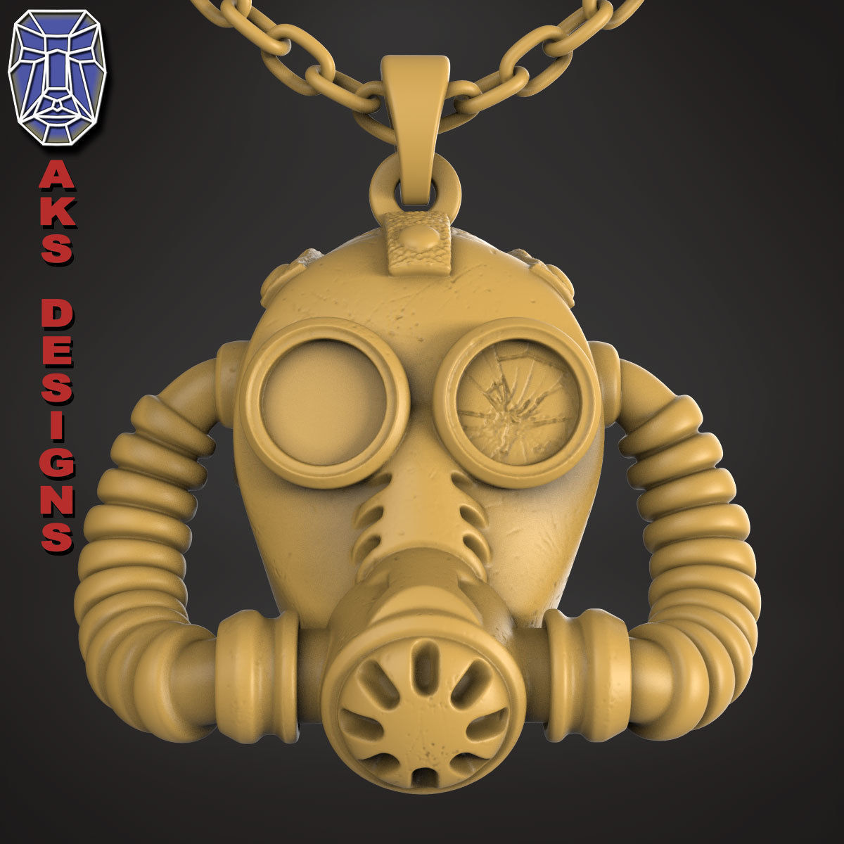Pendant biker jewelry Gas mask respirator v1 3D model 3D printable ...