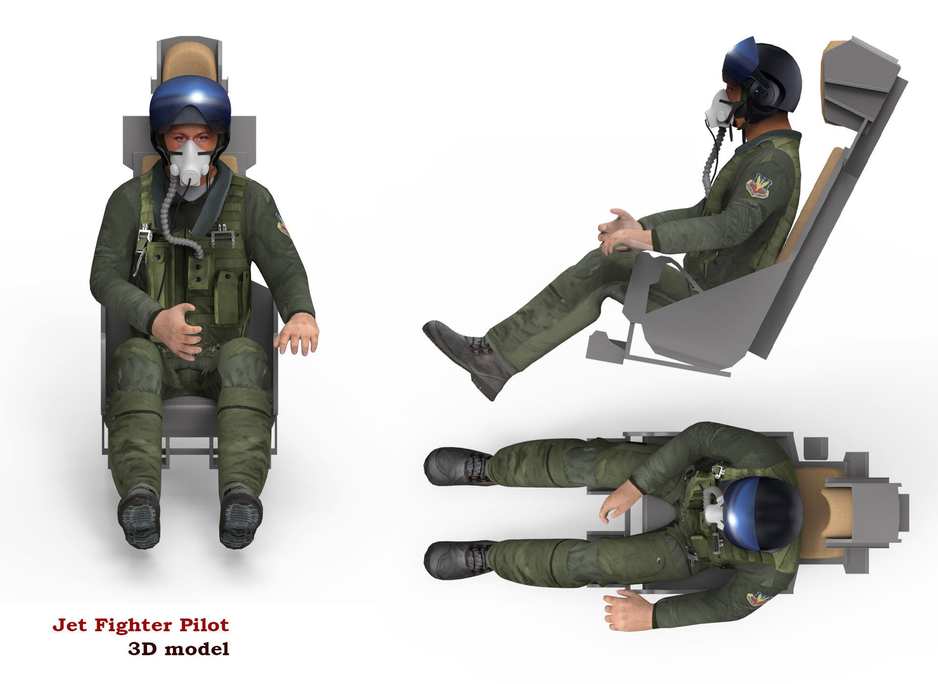 Jet Fighter Pilot 3D model | CGTrader