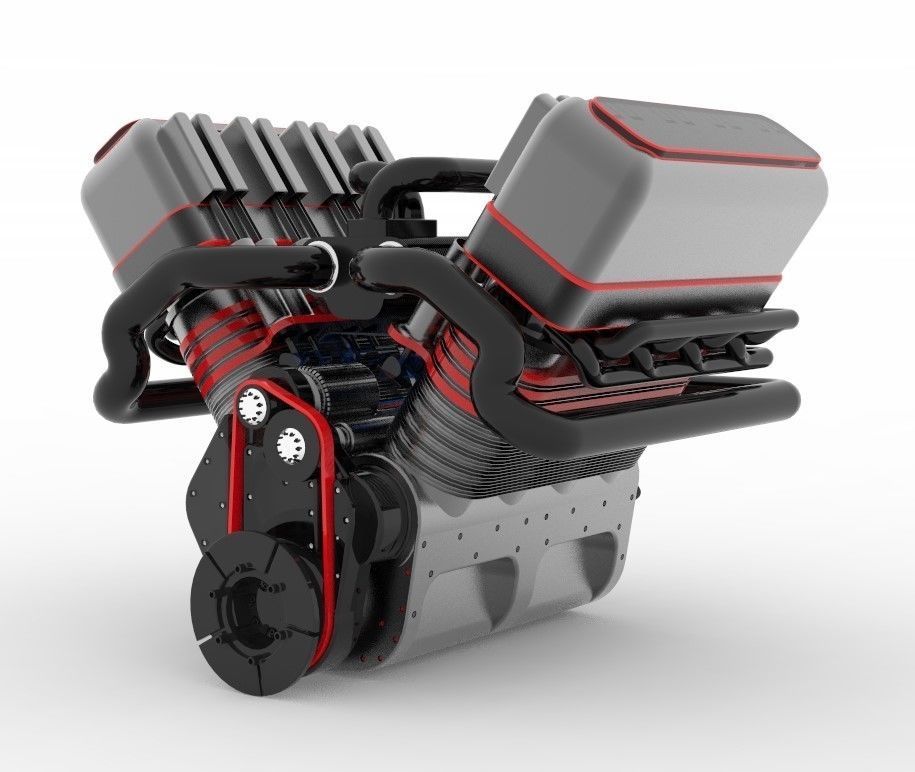 V8 engine or eight-cylinder engine 3D model | CGTrader
