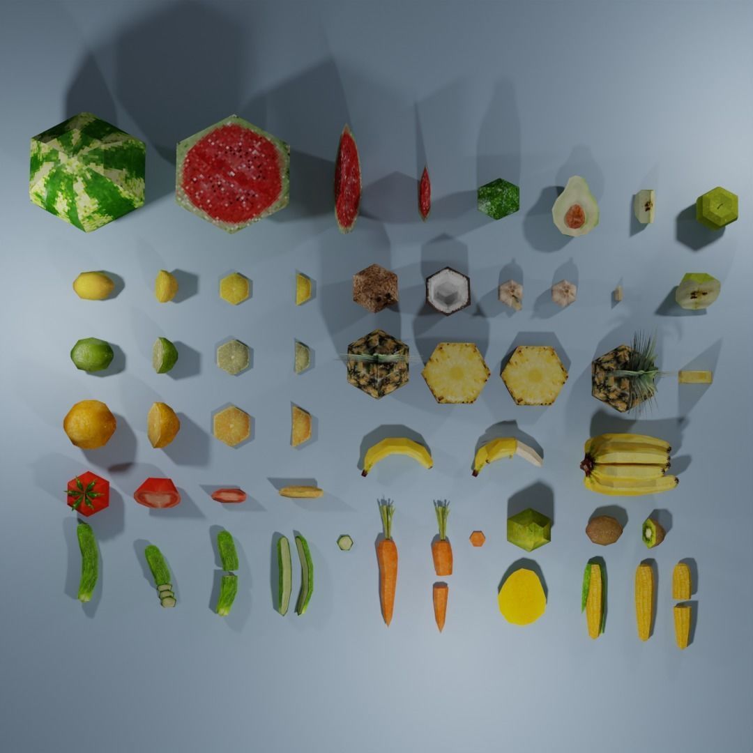 3D model Fruits in ps1 style big pak VR / AR / low-poly | CGTrader