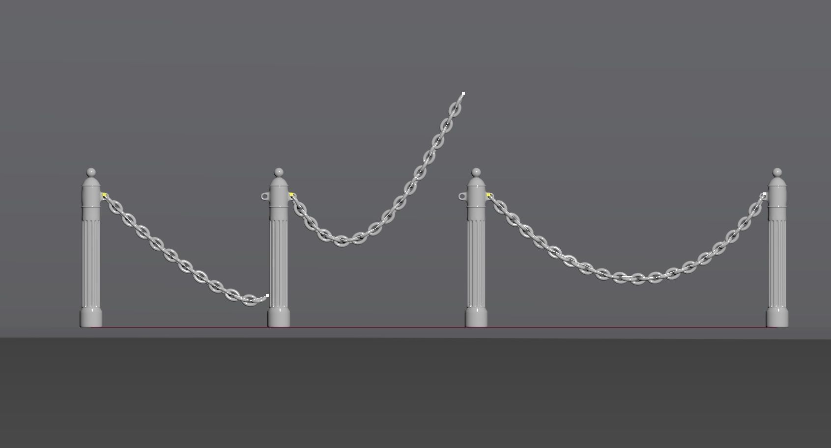 STREET BOLLARD WITH CHAIN LINK 3D model | CGTrader