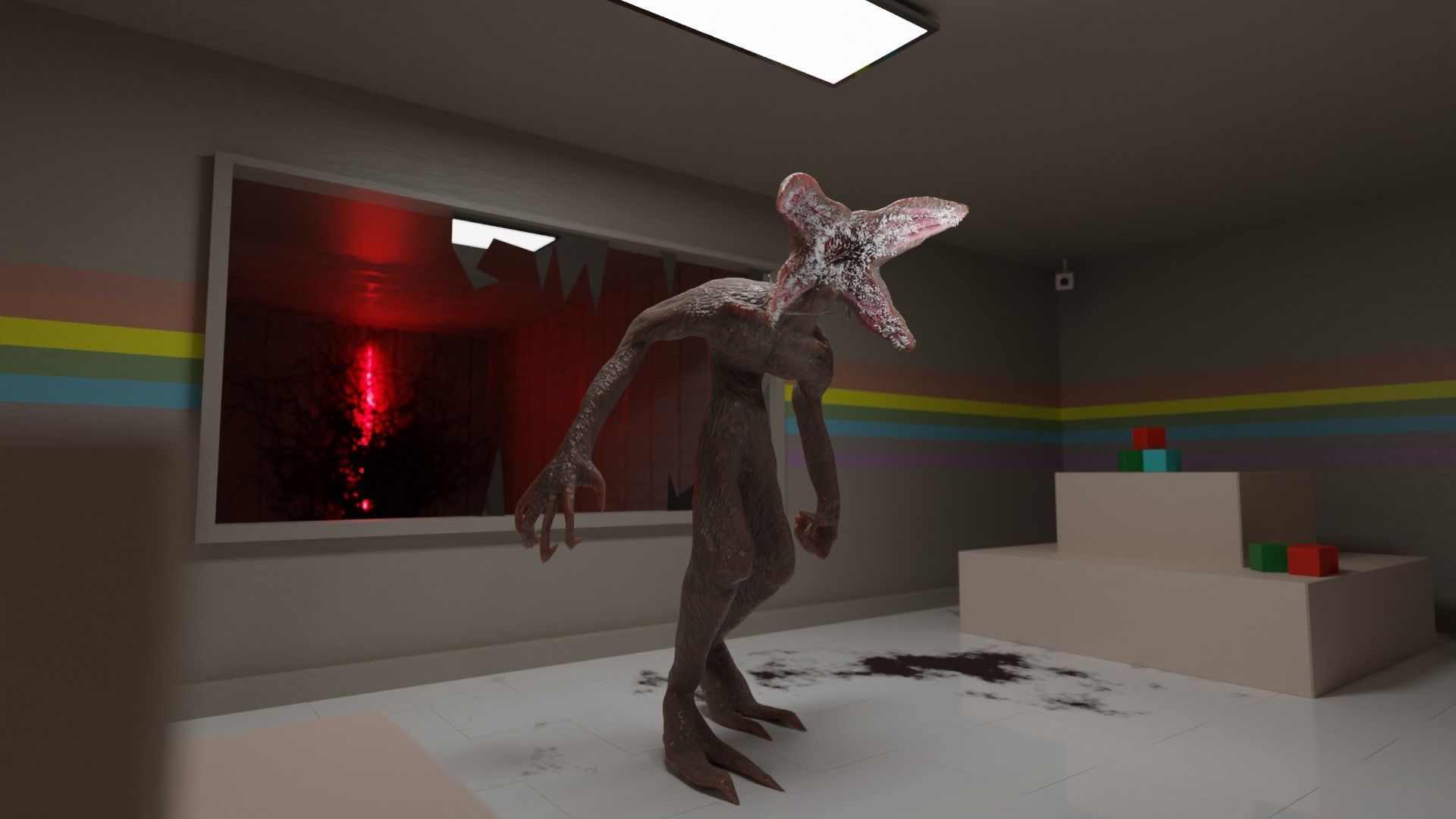 Demogorgon creature with long arms and legs 3D model rigged | CGTrader