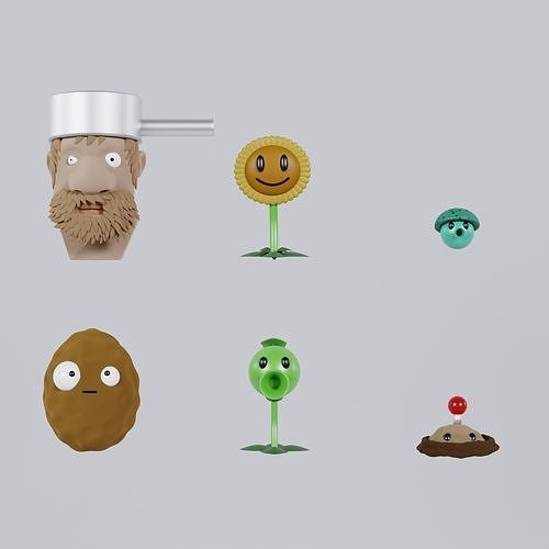Animated PvZ characters free 3D model animated rigged | CGTrader