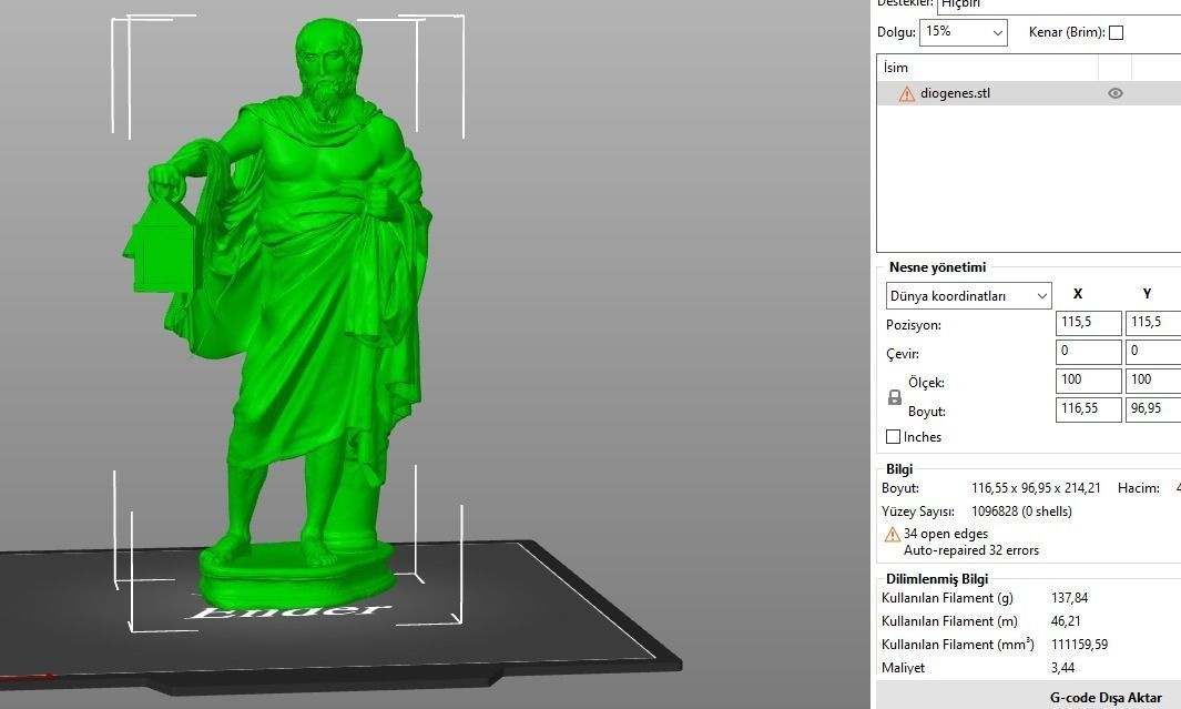 Diogenes statue 3D model 3D printable | CGTrader