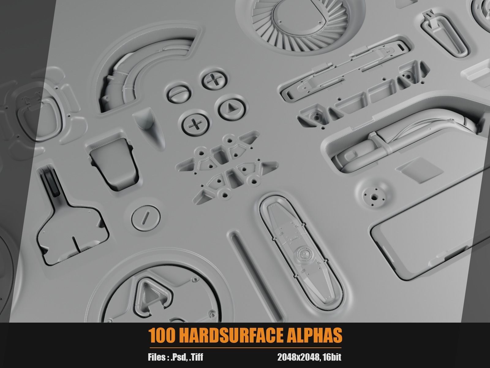 100 Hardsurface Alphas Sci-Fi Texture | CGTrader