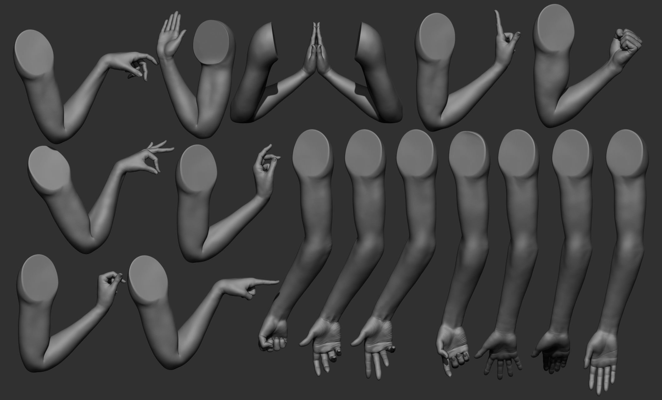 16 female arm poses 3D model | CGTrader