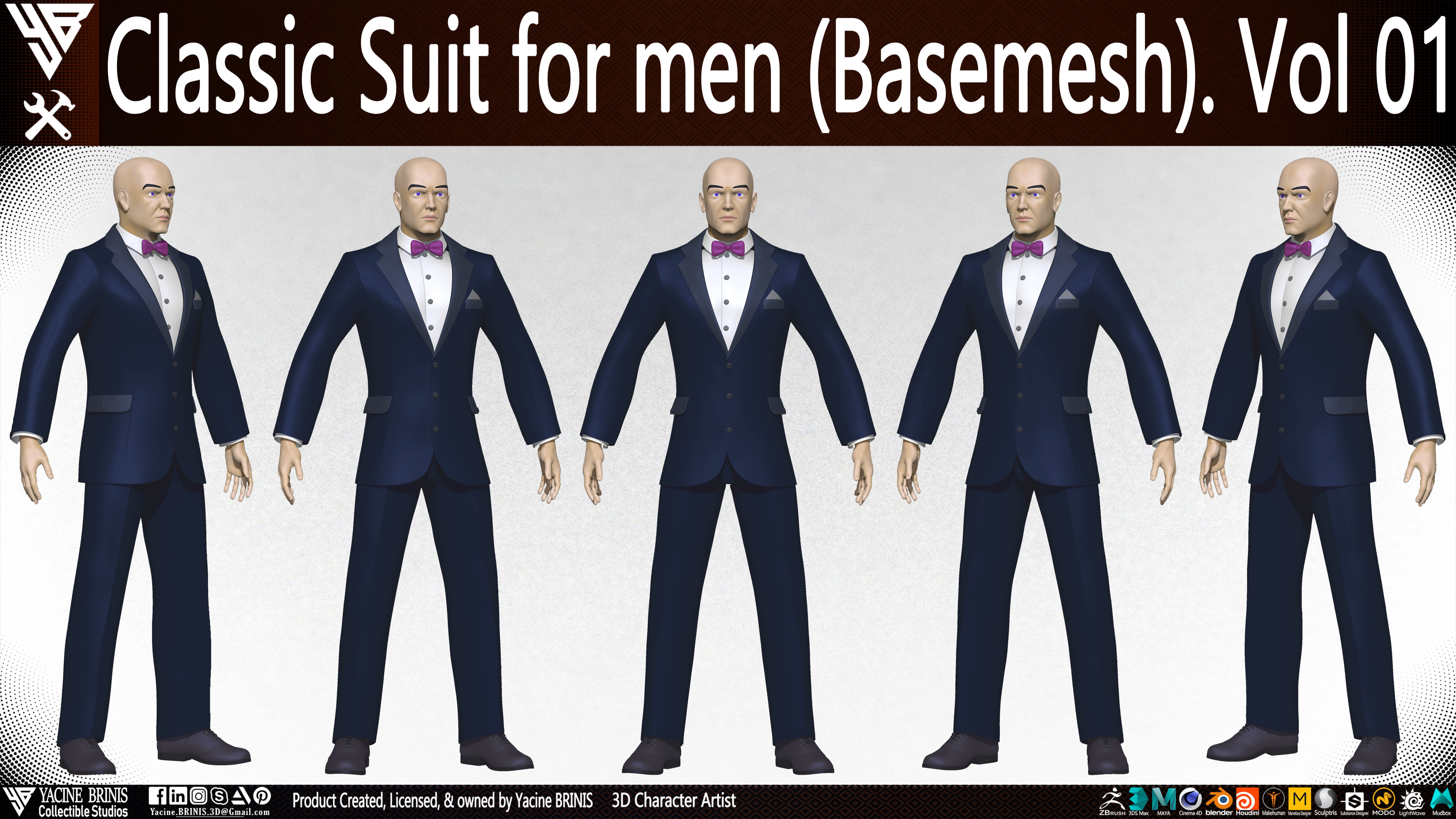 3D model Classic Suit for men Basemesh Vol 01 VR / AR / low-poly | CGTrader