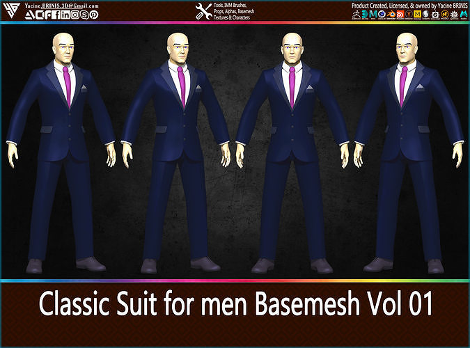 3D model Classic Suit for men Basemesh Vol 01 VR / AR / low-poly | CGTrader