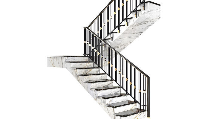 Modern interior stair art deco 3D model | CGTrader