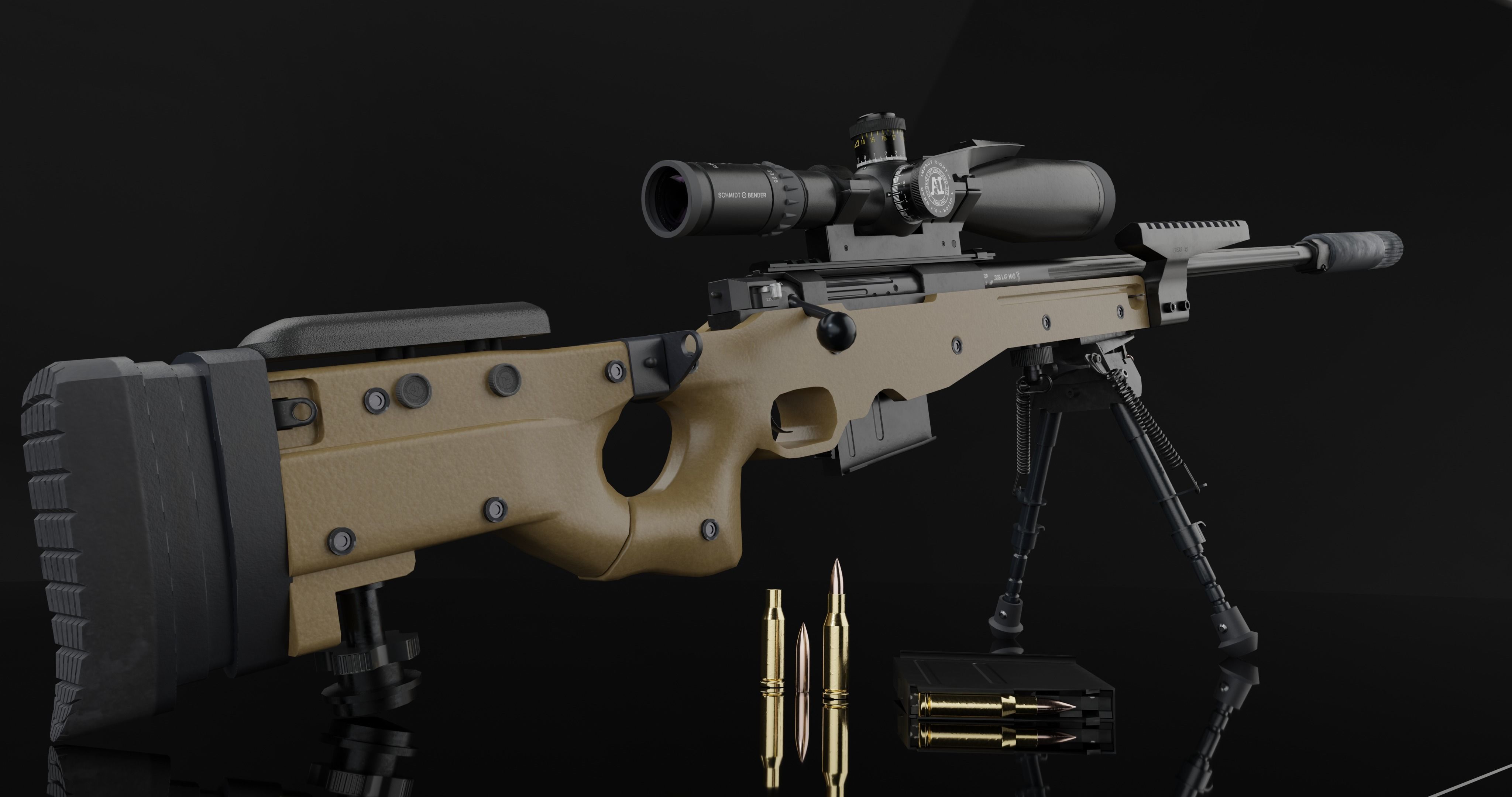 3D model AWM Sniper Rifle game-ready 3D model VR / AR / low-poly | CGTrader
