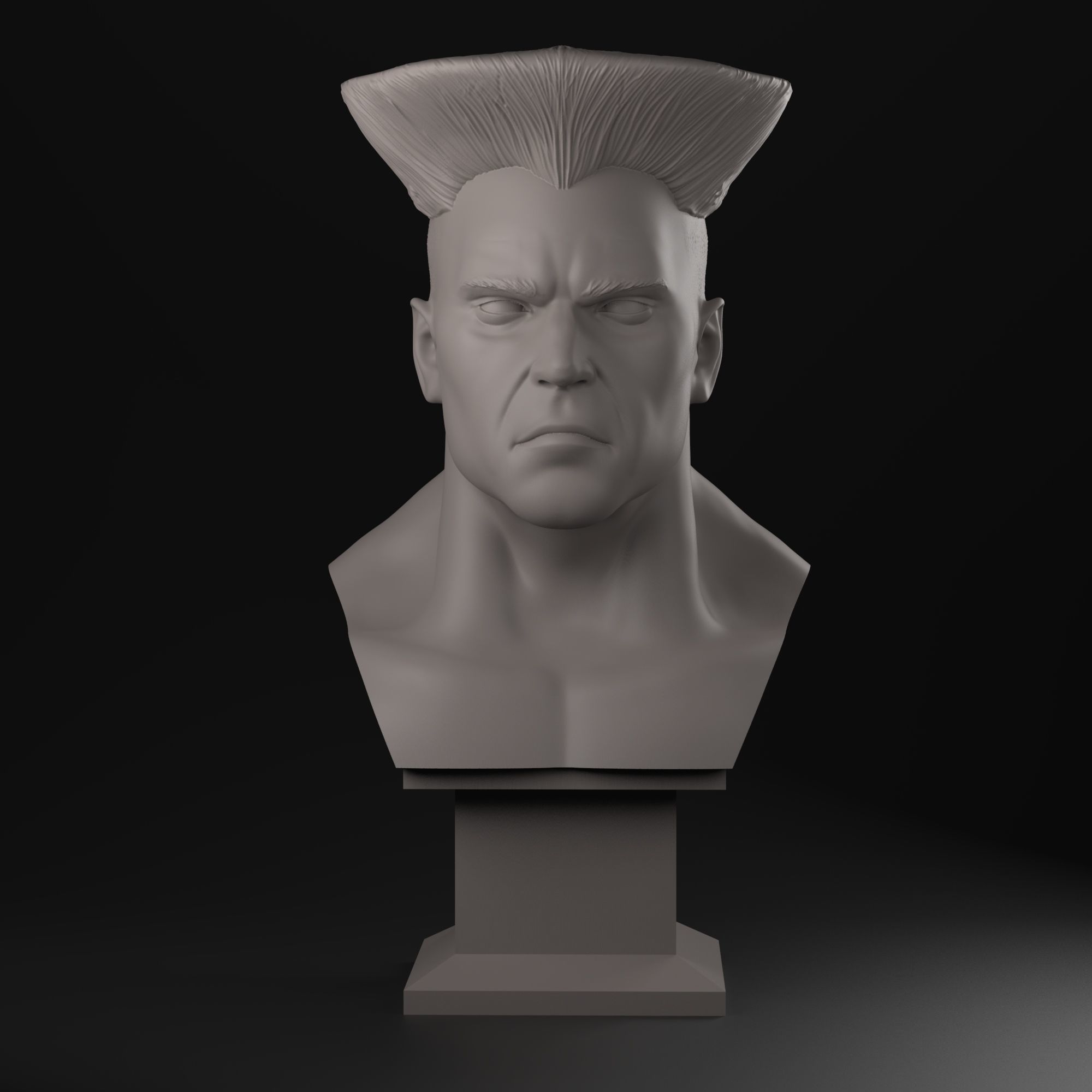 Guile 3D print bust of man with mohawk 3D model 3D printable | CGTrader