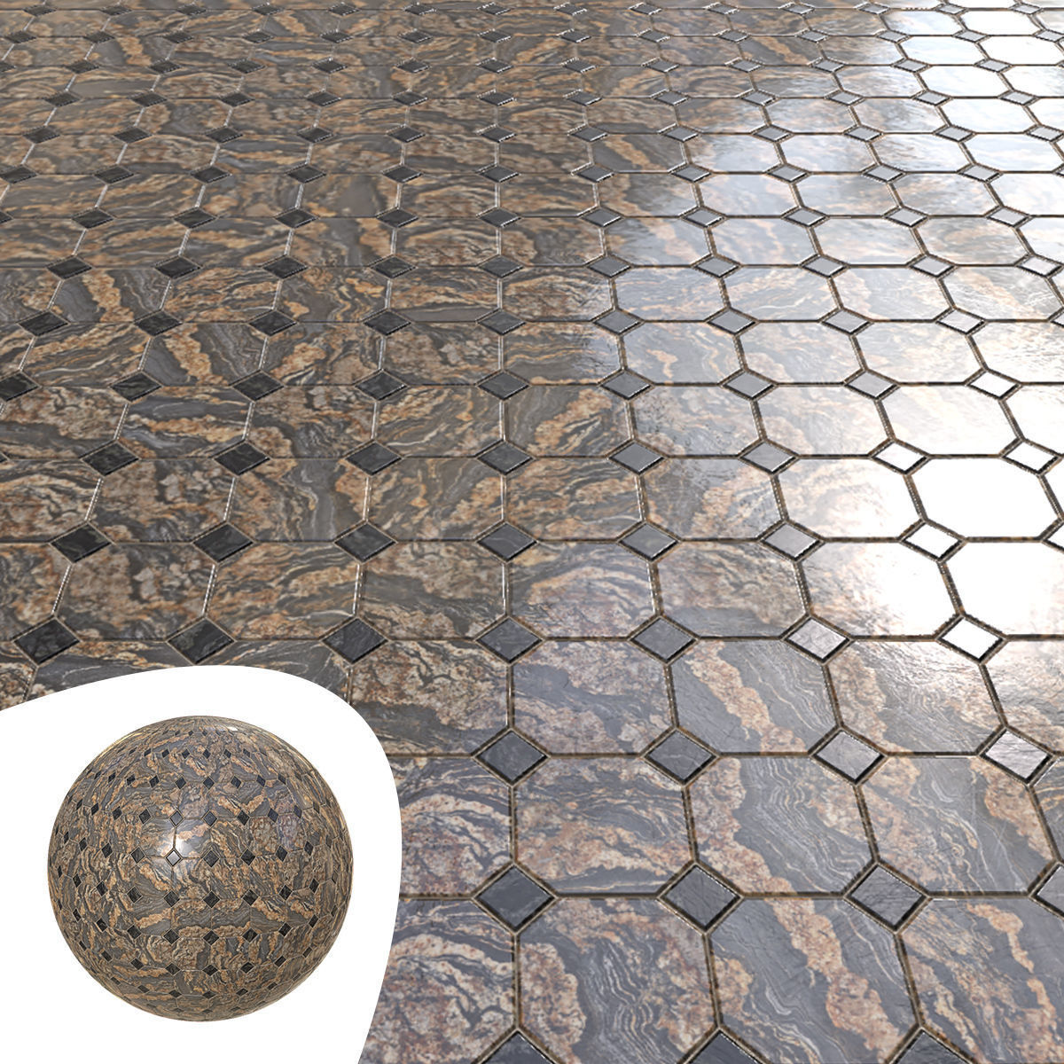 Tile 003 Granite Floor Material PBR - Metal Rough and Spec Gloss Texture | CGTrader