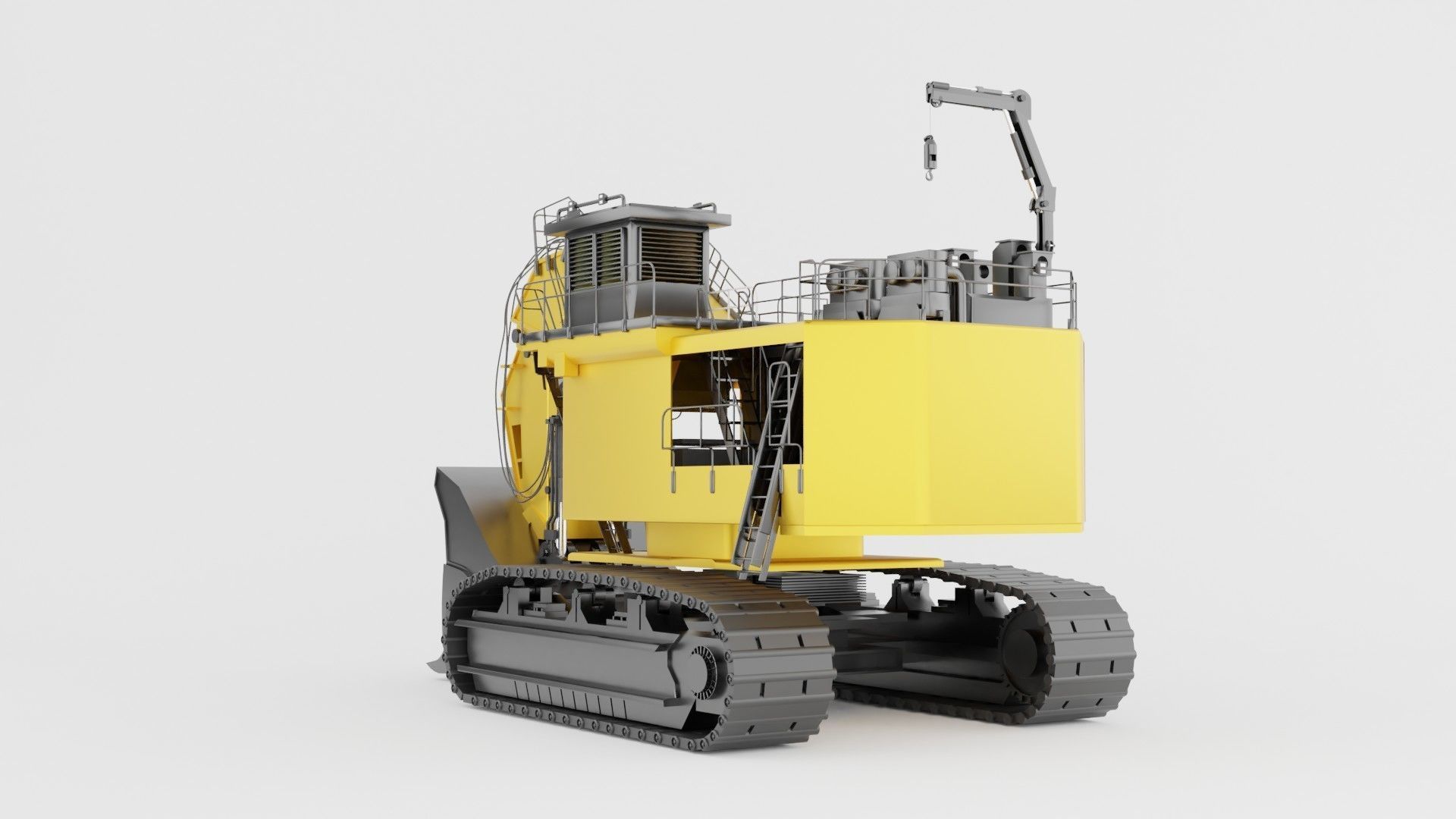 3D model Mining excavator machine of yellow color on white background ...