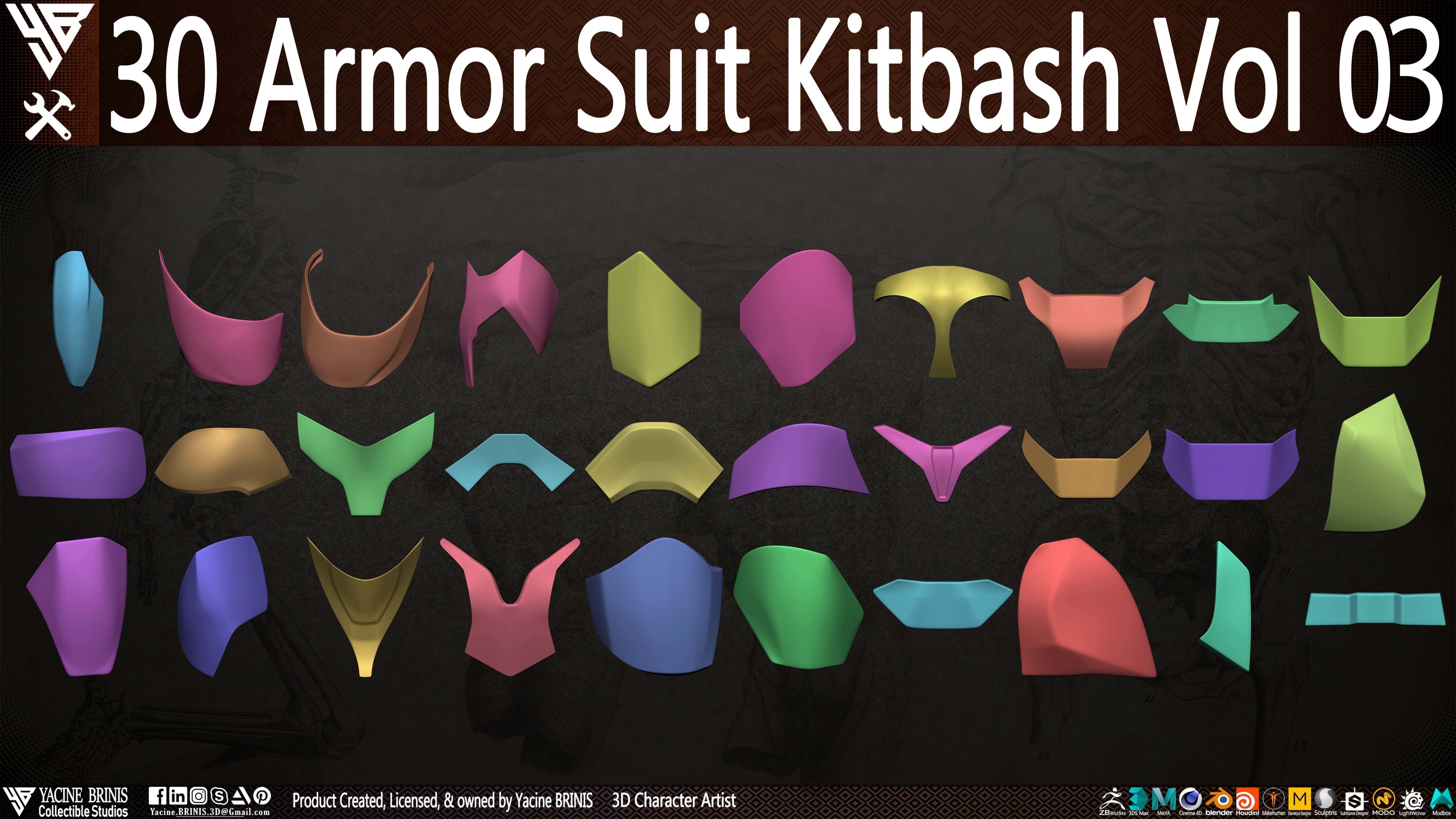 3D model 30 Armor Suit Kitbash Vol 03 VR / AR / low-poly | CGTrader