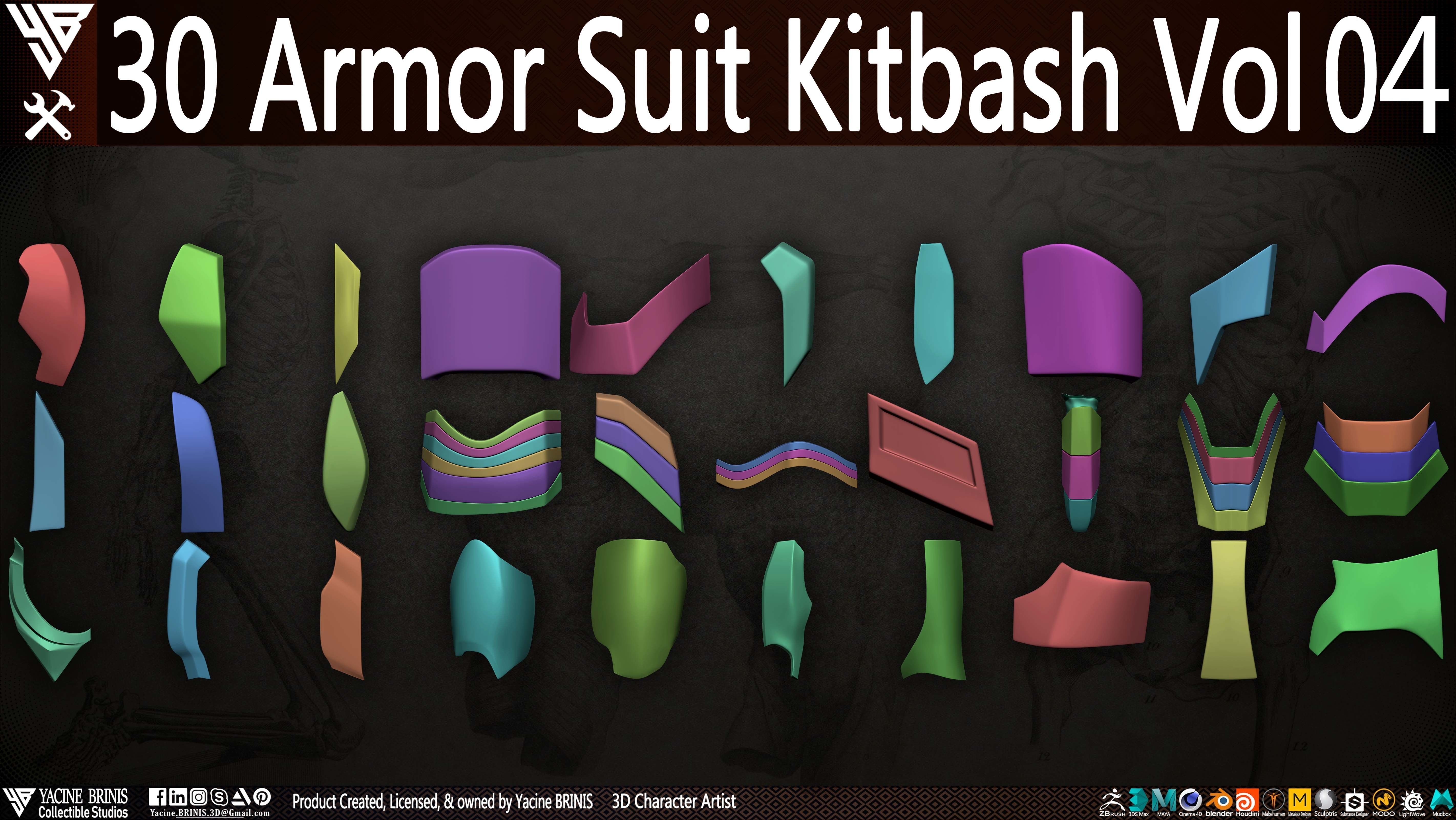 3D model 30 Armor Suit Kitbash Vol 04 VR / AR / low-poly | CGTrader