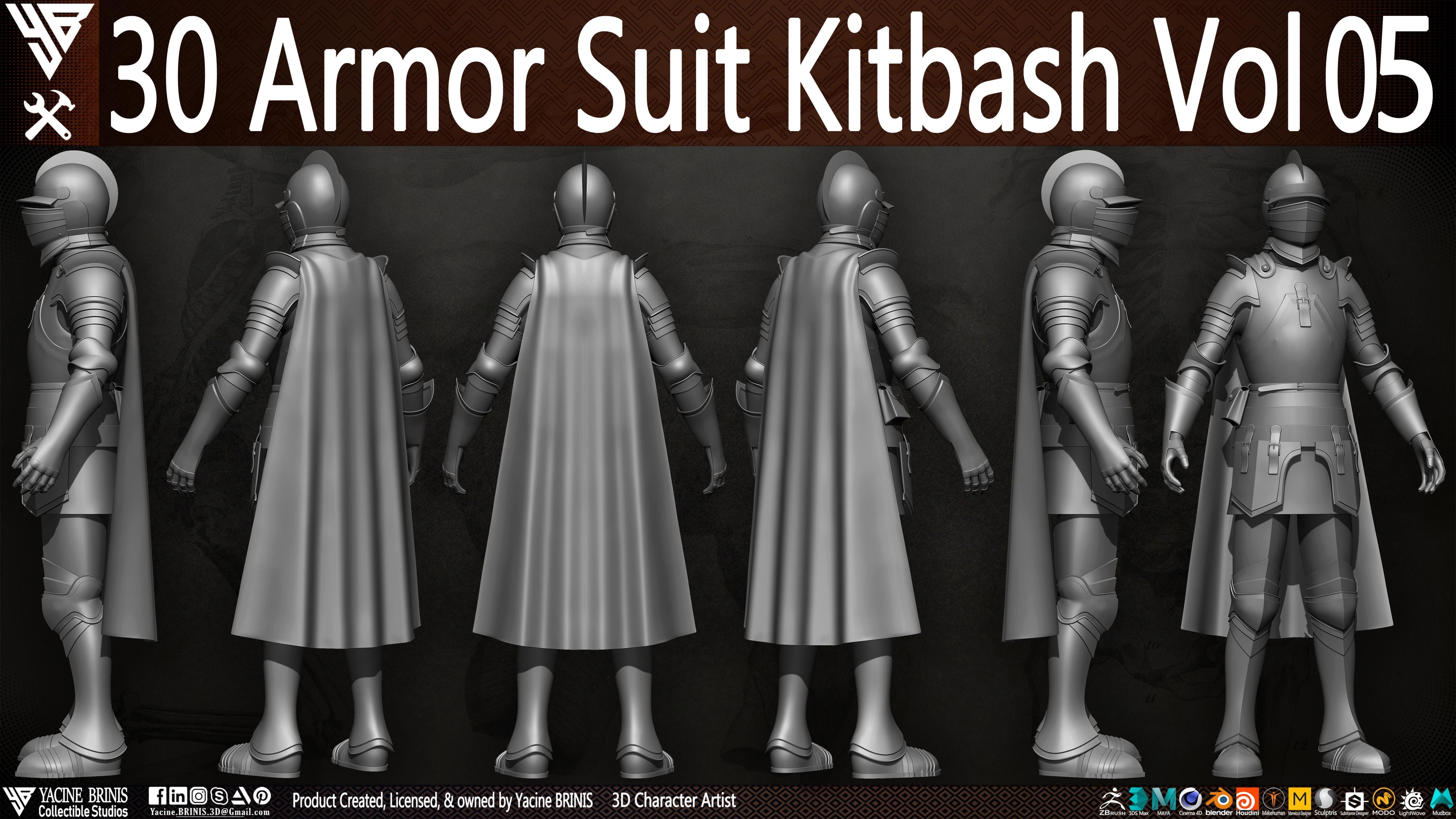3D model 30 Armor Suit Kitbash Vol 05 VR / AR / low-poly | CGTrader