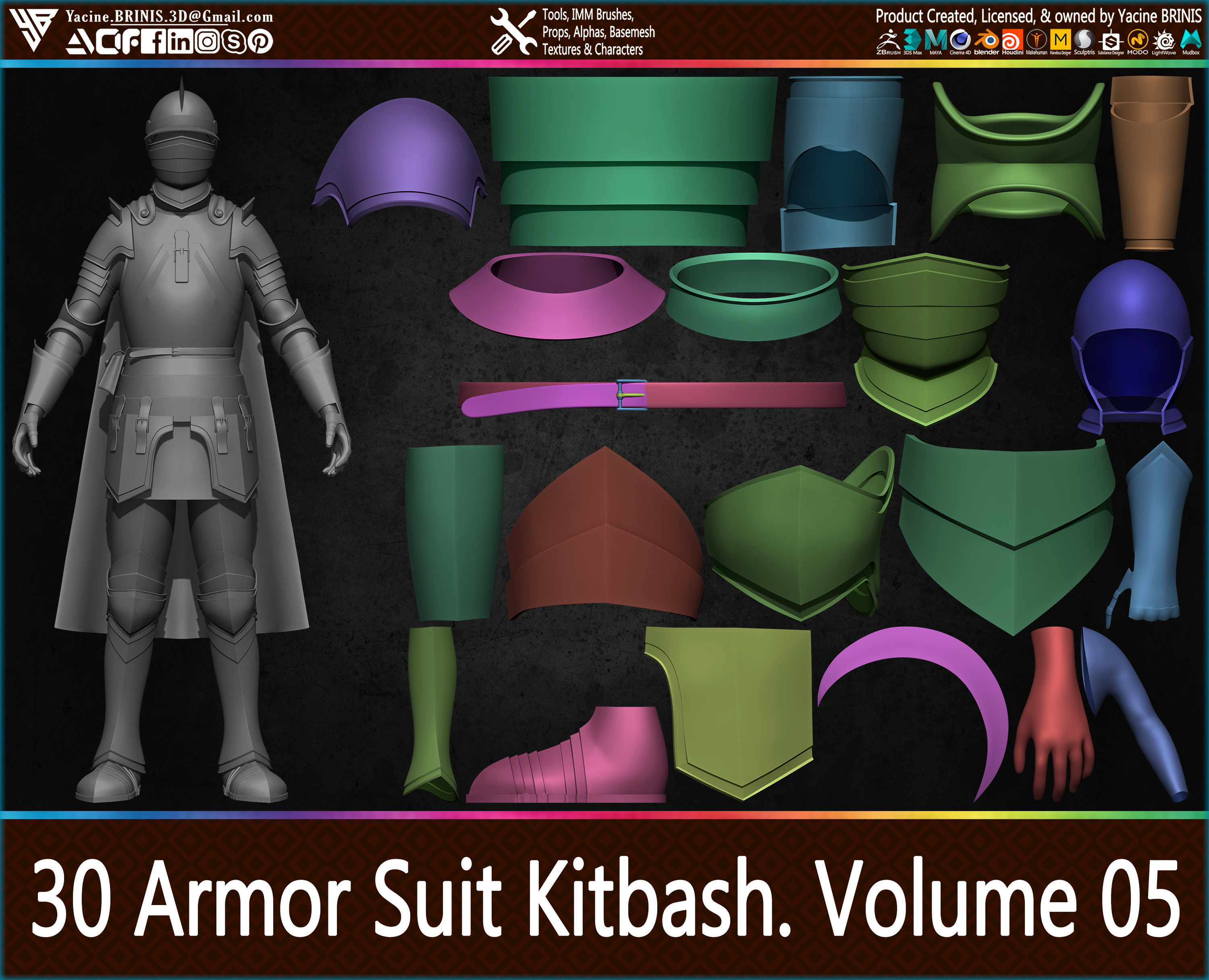3D model 30 Armor Suit Kitbash Vol 05 VR / AR / low-poly | CGTrader