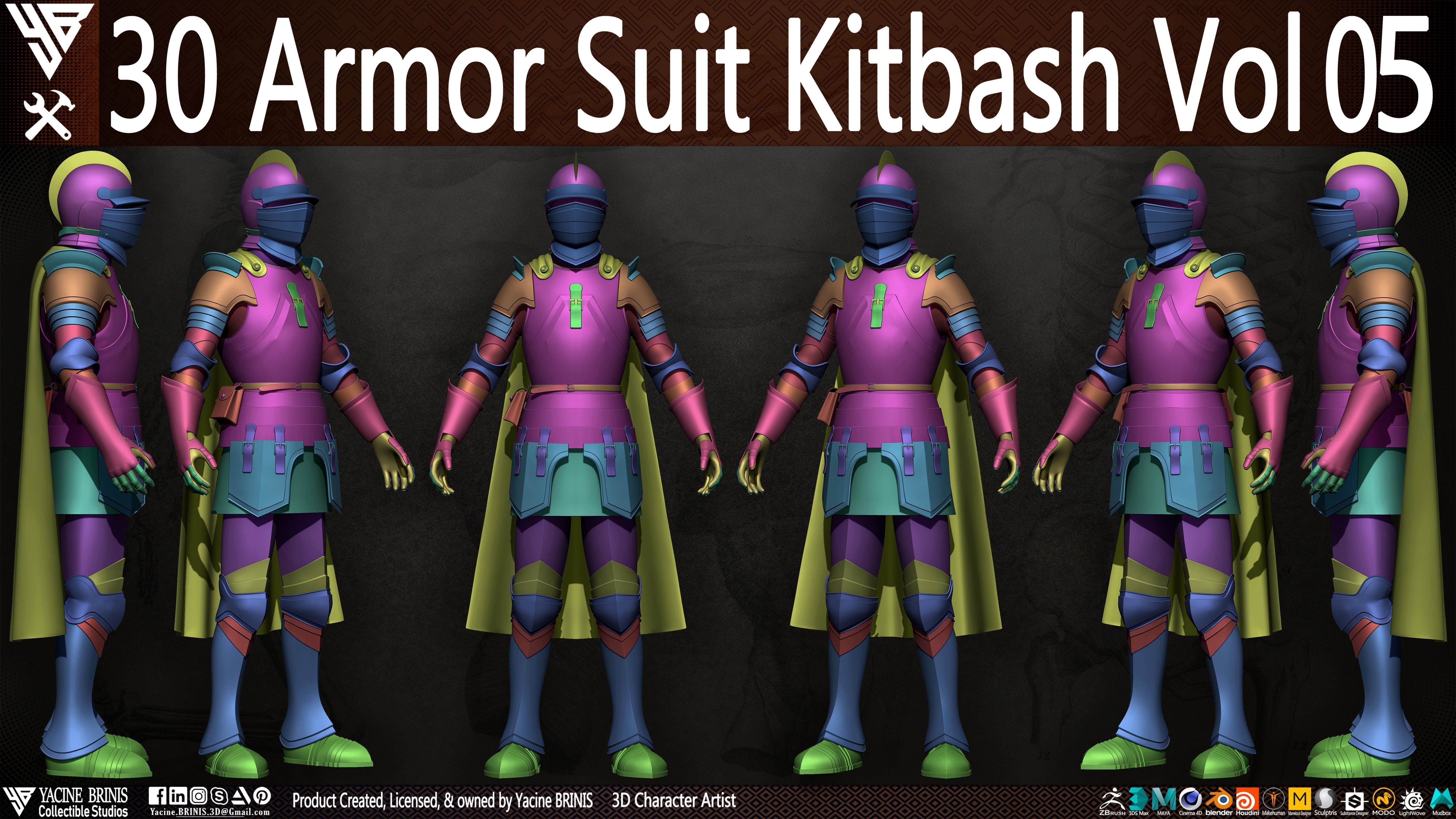 3D model 30 Armor Suit Kitbash Vol 05 VR / AR / low-poly | CGTrader