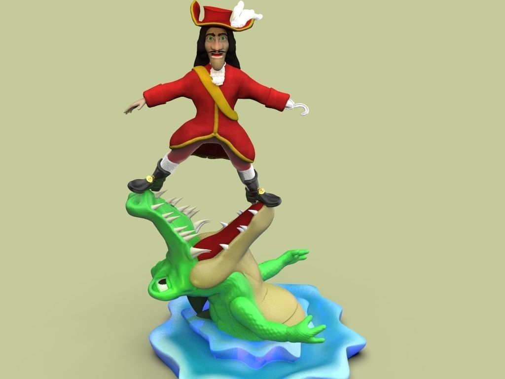 CAPTAIN HOOK AND TICK TOCK 3D model 3D printable | CGTrader