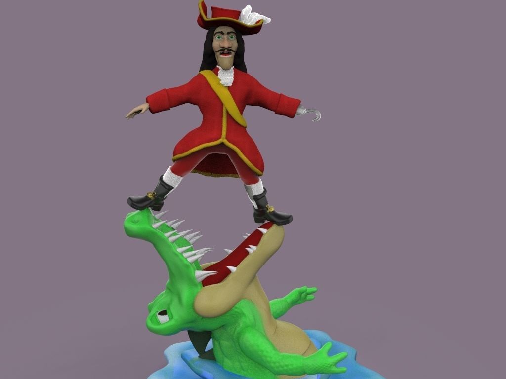CAPTAIN HOOK AND TICK TOCK 3D model 3D printable | CGTrader