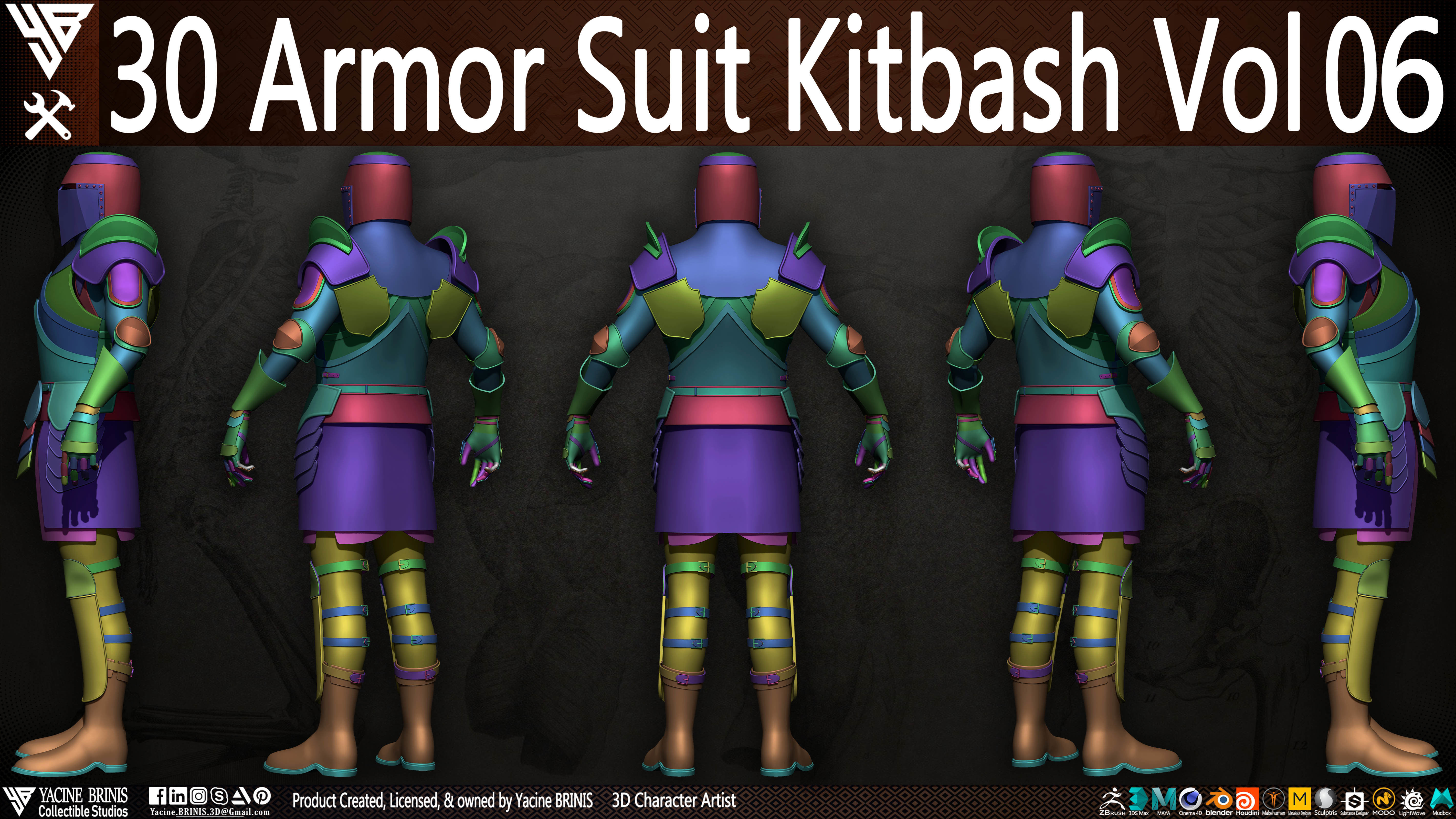 3D model 30 Armor Suit Kitbash Vol 06 VR / AR / low-poly | CGTrader
