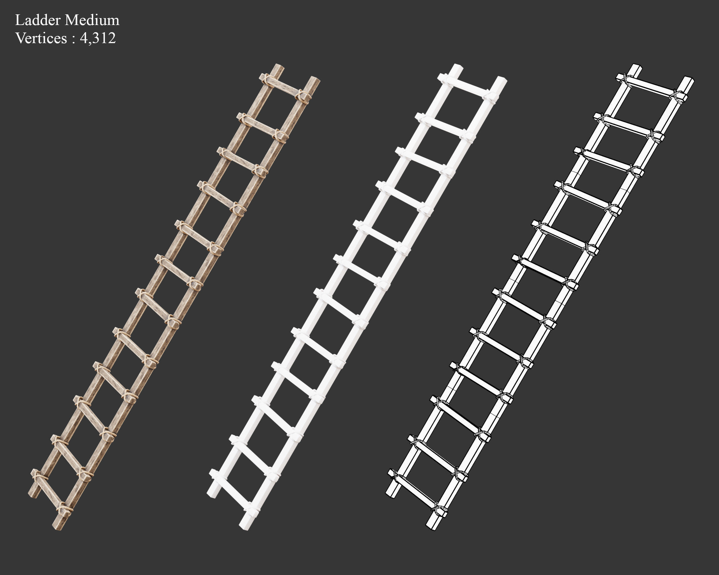 3D model Medieval Siege Engine Ladders VR / AR / low-poly | CGTrader