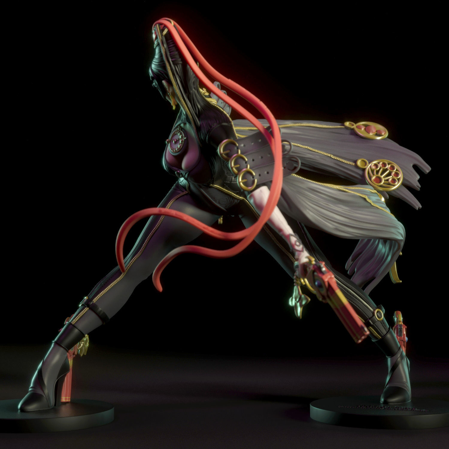 Bayonetta female figure holding gun 3D model 3D printable | CGTrader