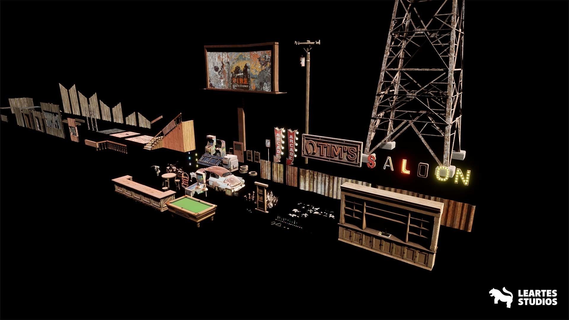 3D model Retropunk Saloon Environment VR / AR / low-poly | CGTrader