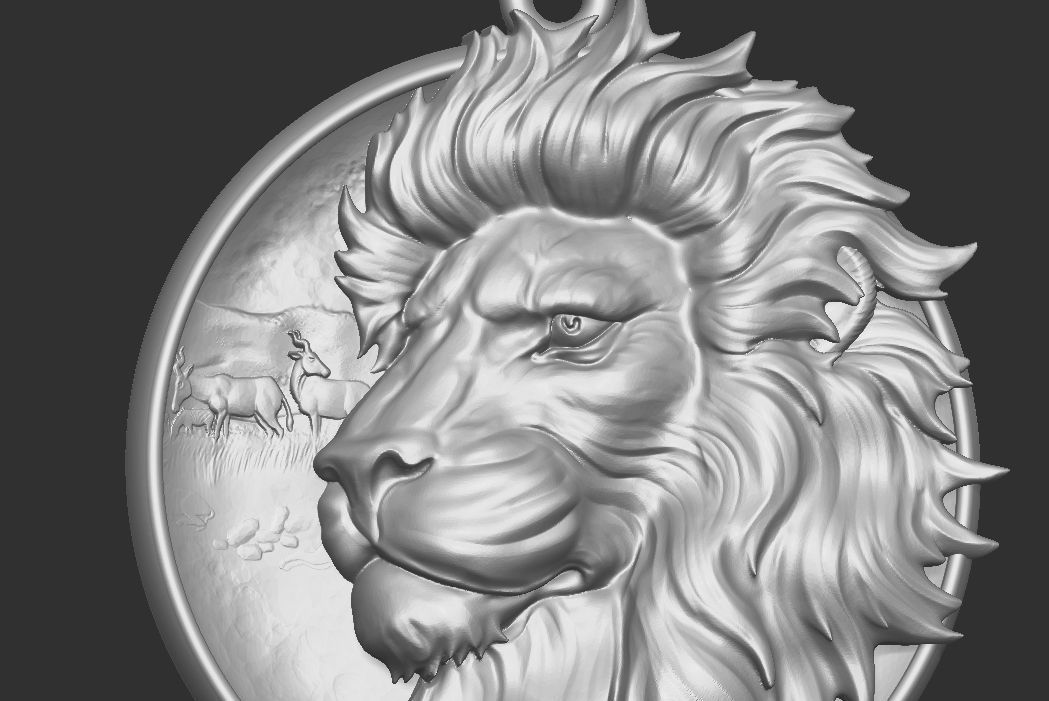 Lion Pendant 3D print model coin tiger jewelry 3D model 3D printable ...