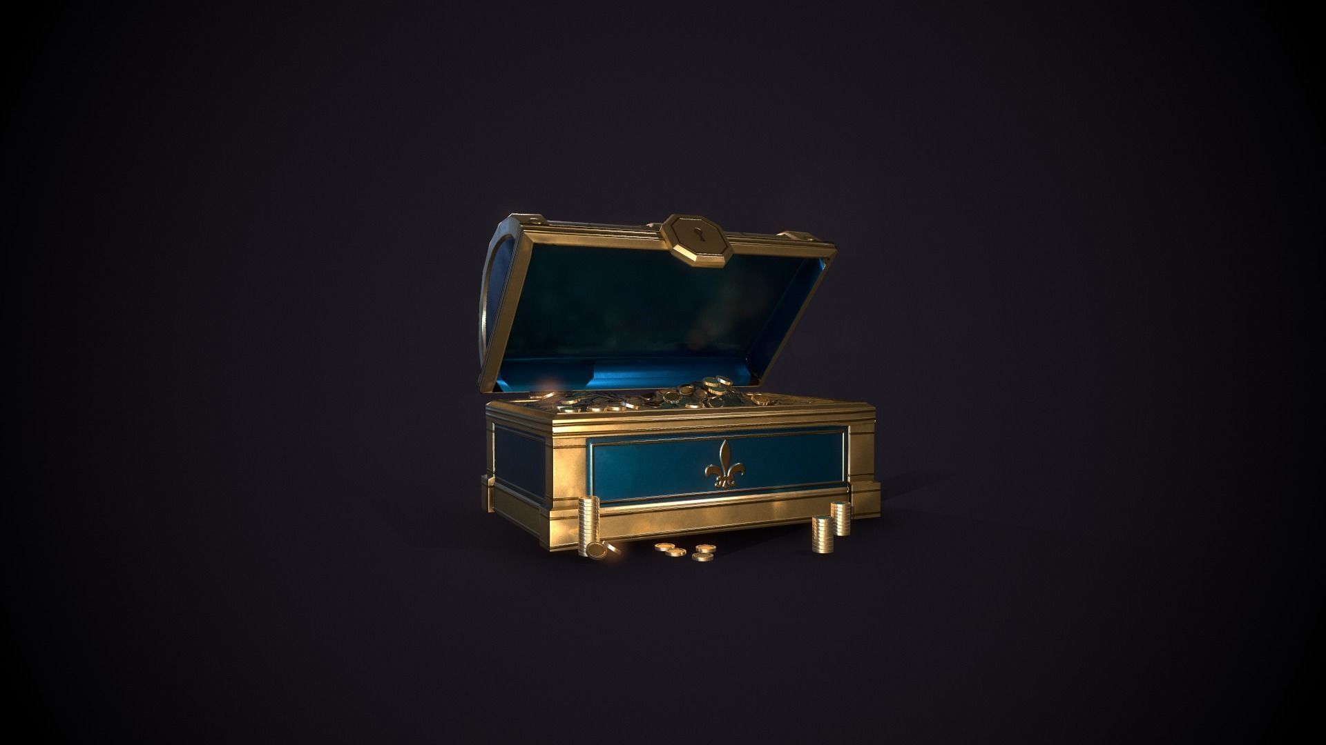 3D model Tresure Chest - BLUE VR / AR / low-poly | CGTrader