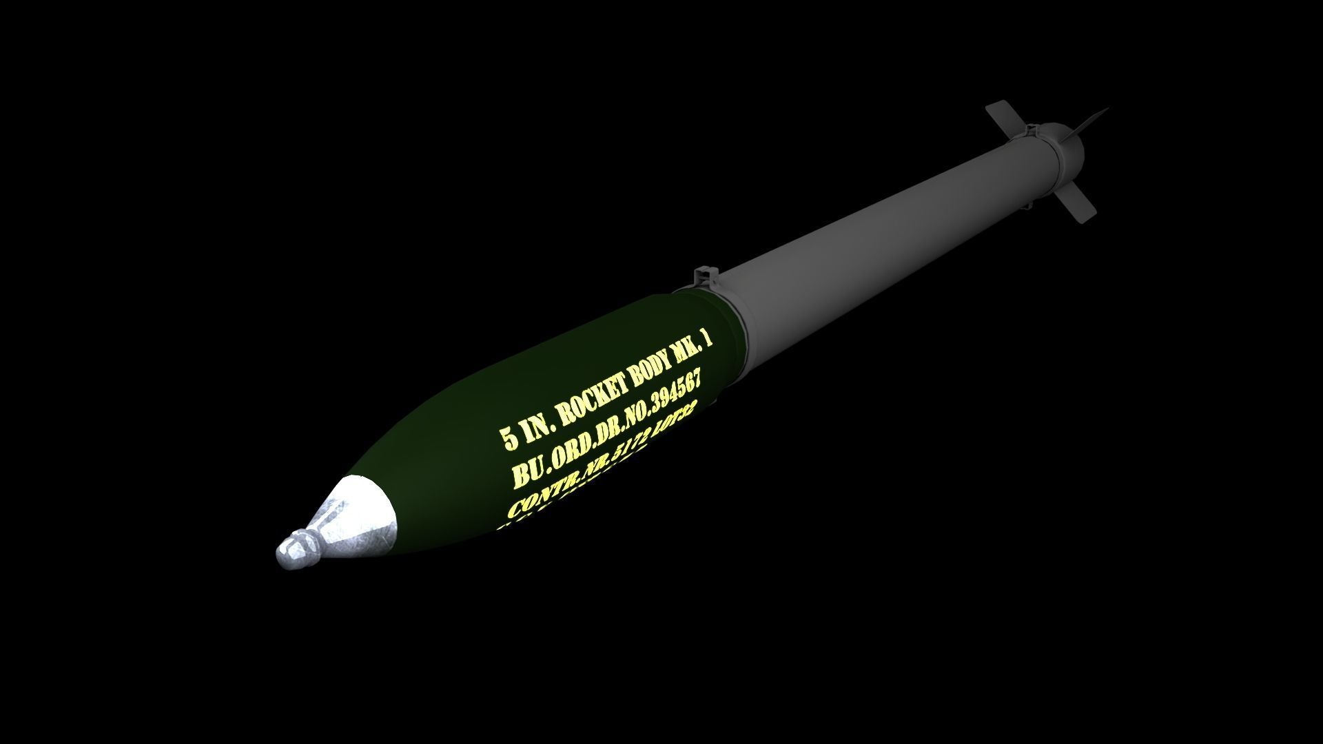 5 Inch MK1 FFAR Rocket incl Smoke trail 3D model | CGTrader