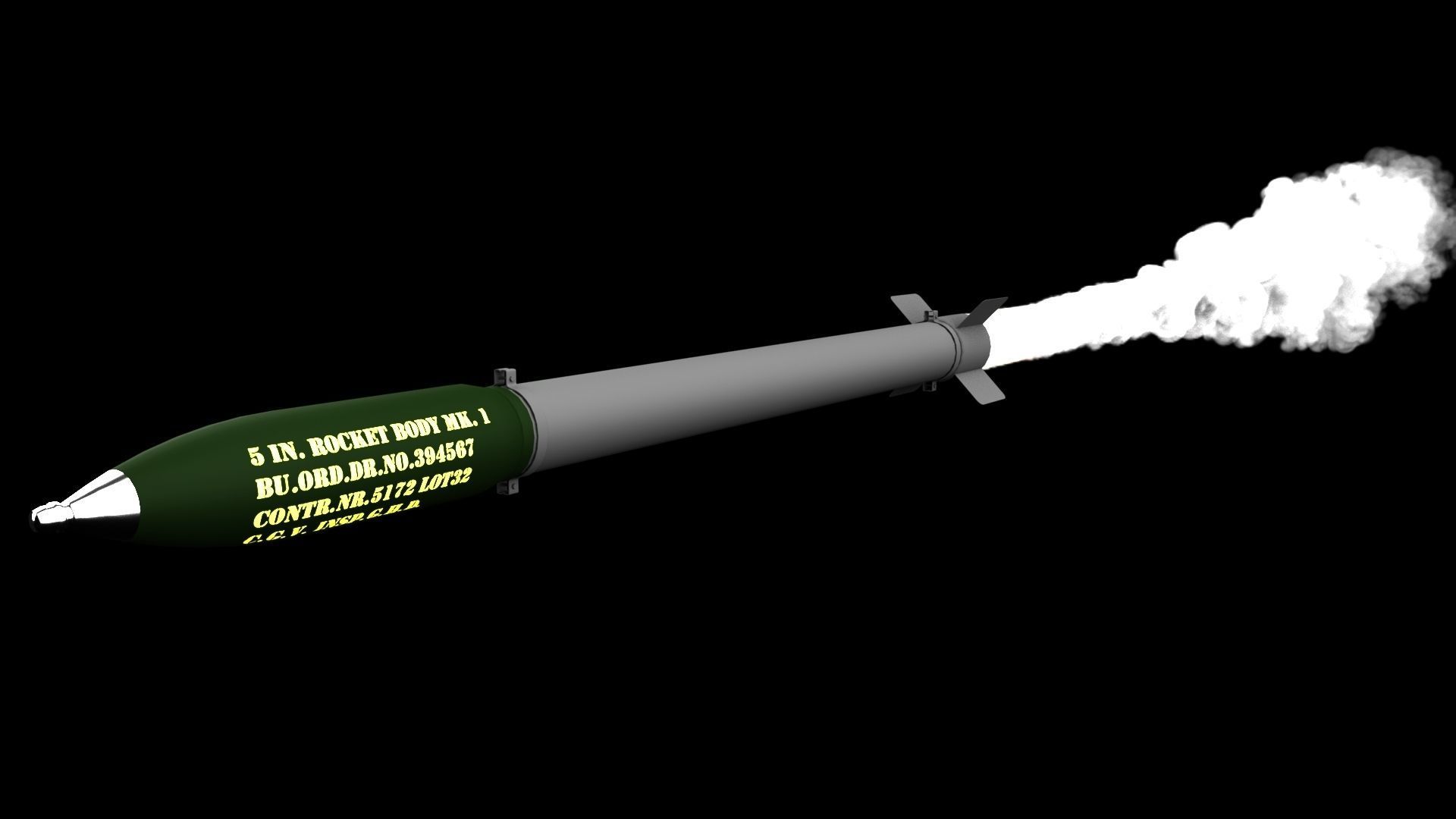 5 Inch MK1 FFAR Rocket incl Smoke trail 3D model | CGTrader