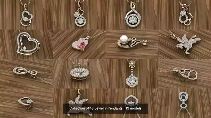 Collection of 13 Jewelry Pendants 3D Model Pack | CGTrader