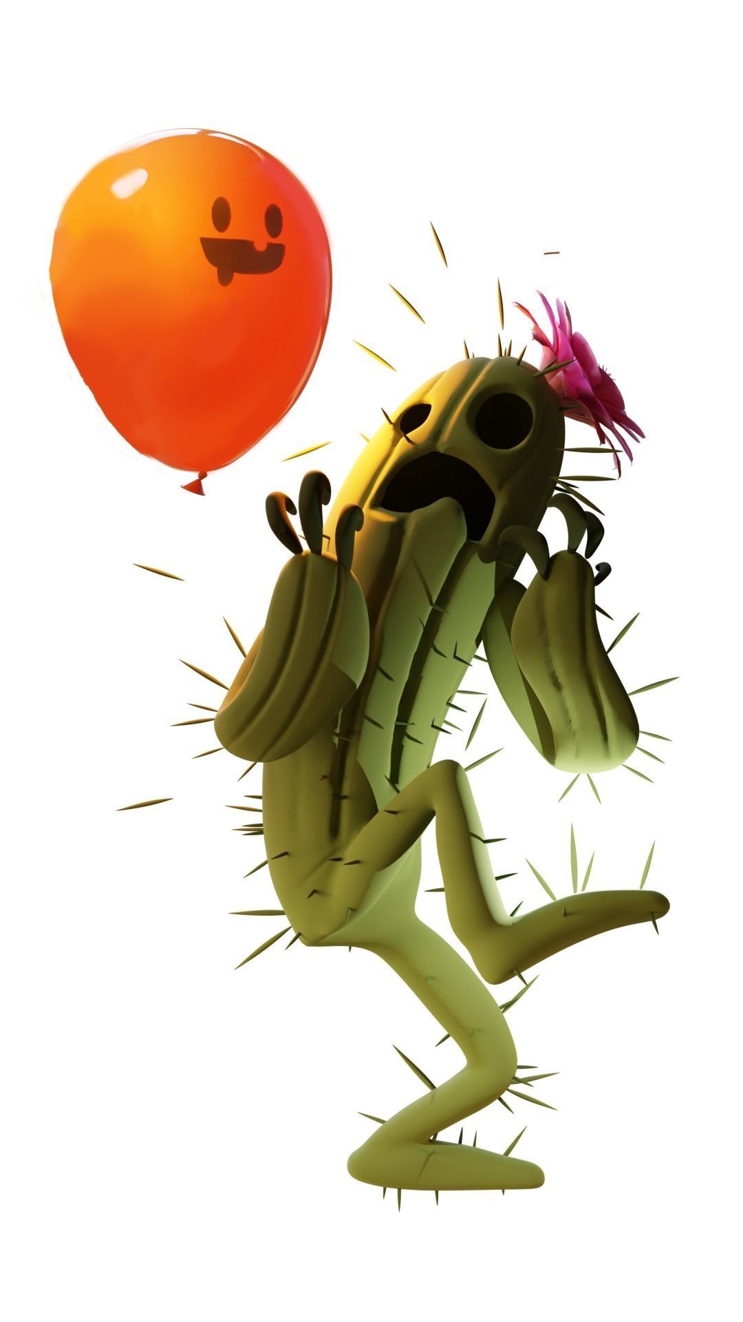 Globophobia cactus with orange balloon 3D model | CGTrader