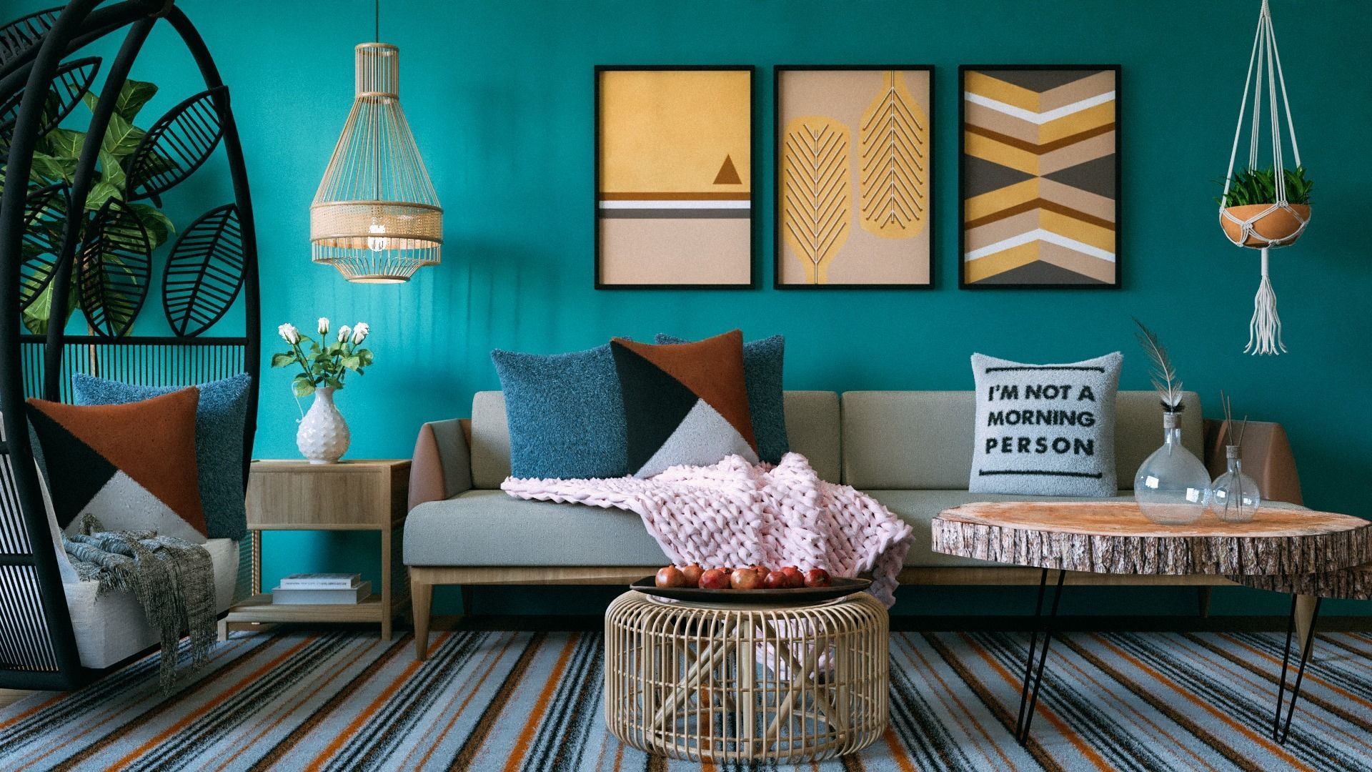 Boho Chic livingroom model 3D model animated | CGTrader