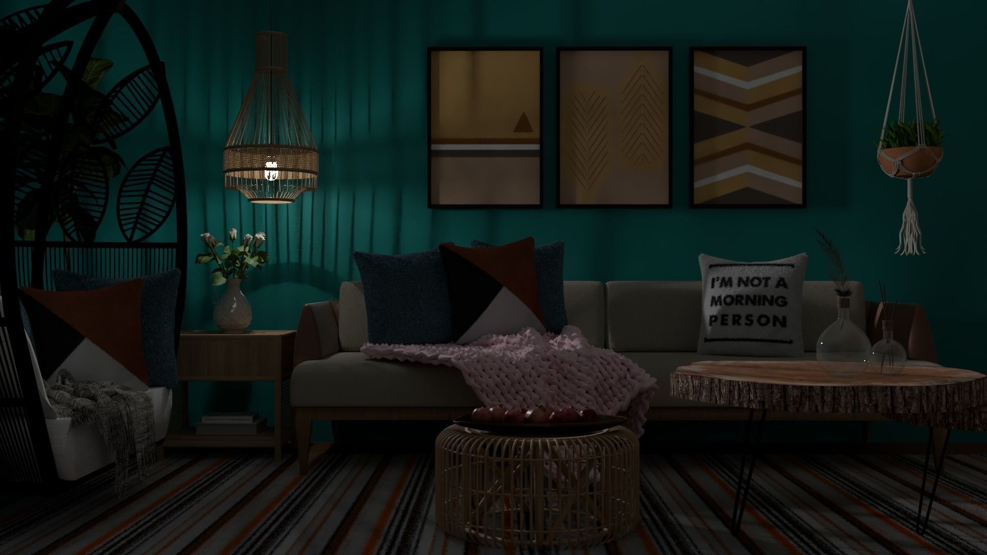 Boho Chic livingroom model 3D model animated | CGTrader