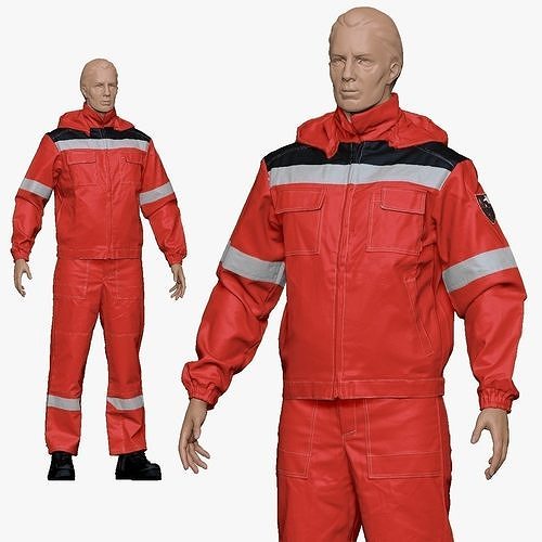 3D model 001154 engineering suit red VR / AR / low-poly | CGTrader