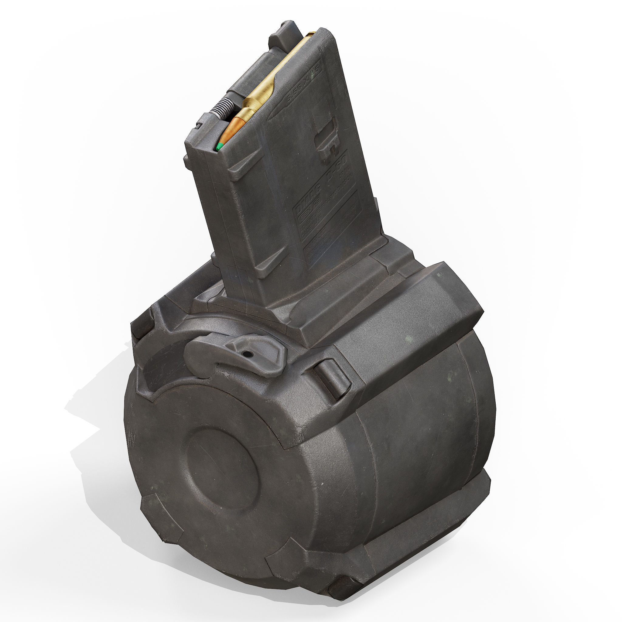 3D model AR15 Round Drum Magazine VR / AR / low-poly | CGTrader