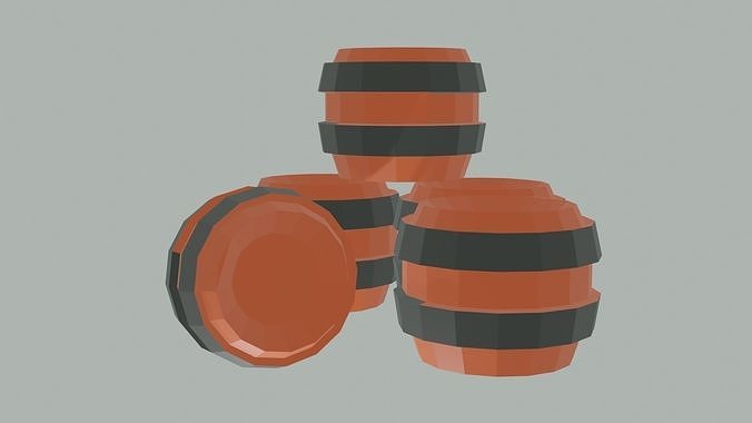 3D model BARREL Low Poly with texture VR / AR / low-poly | CGTrader