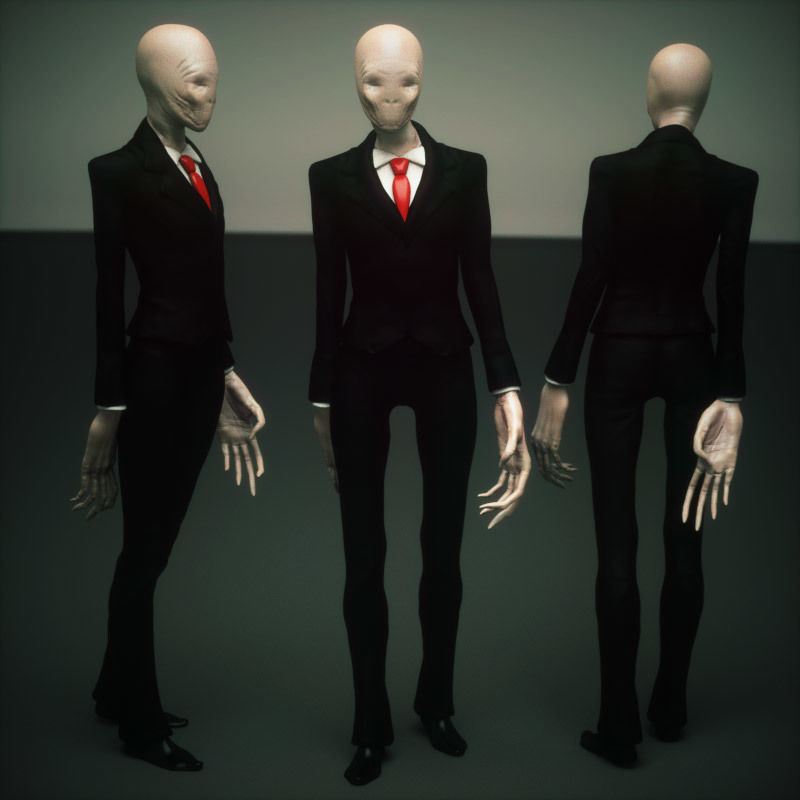 Skinnyman slender man with tentacles 3D model rigged | CGTrader