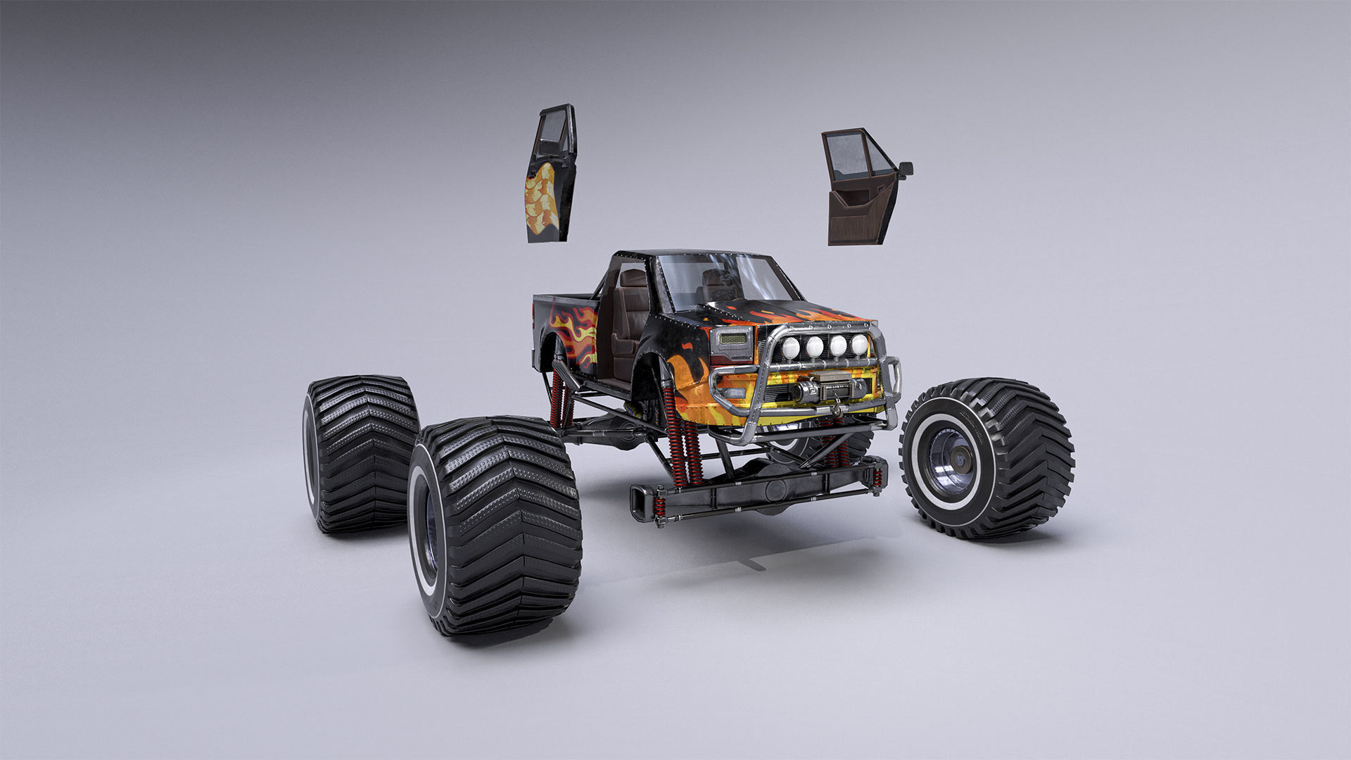 3D model Monster Truck Full Rig Unity and Unreal Engine 4 VR / AR / low ...