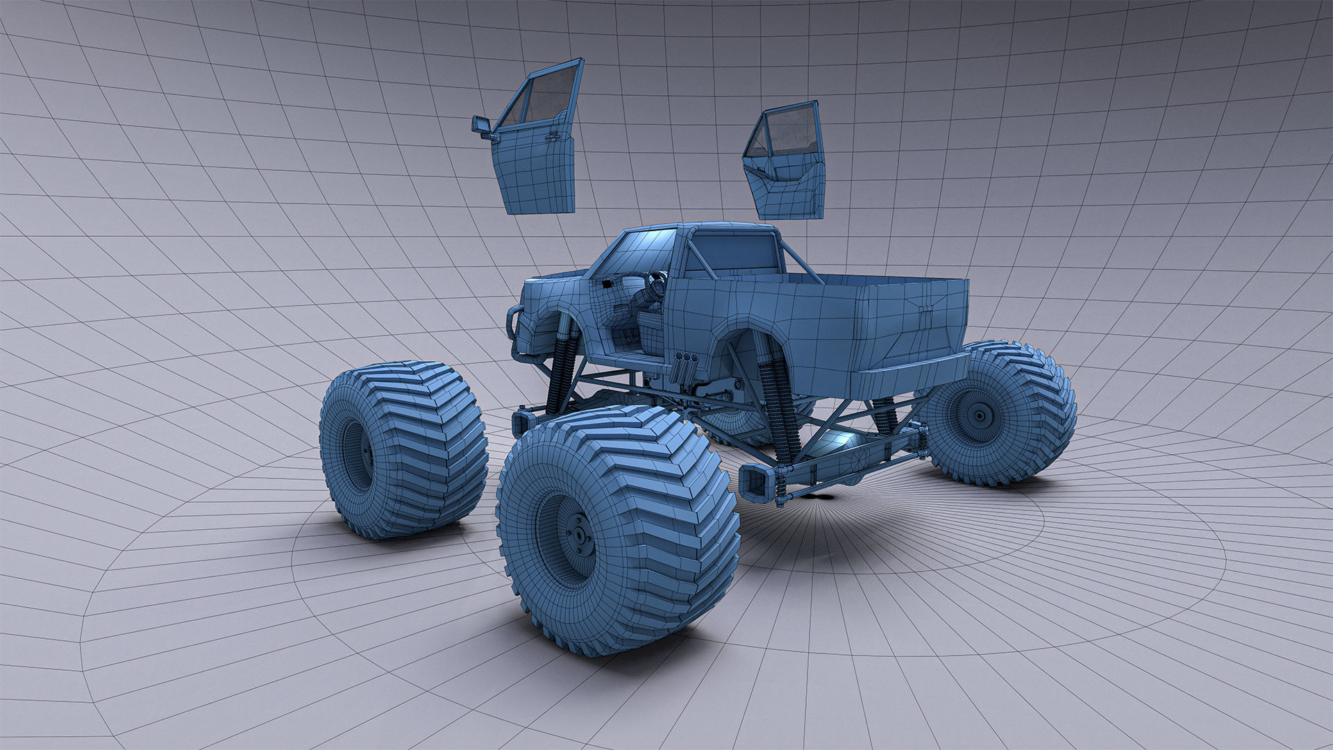 3D model Monster Truck Full Rig Unity and Unreal Engine 4 VR / AR / low ...