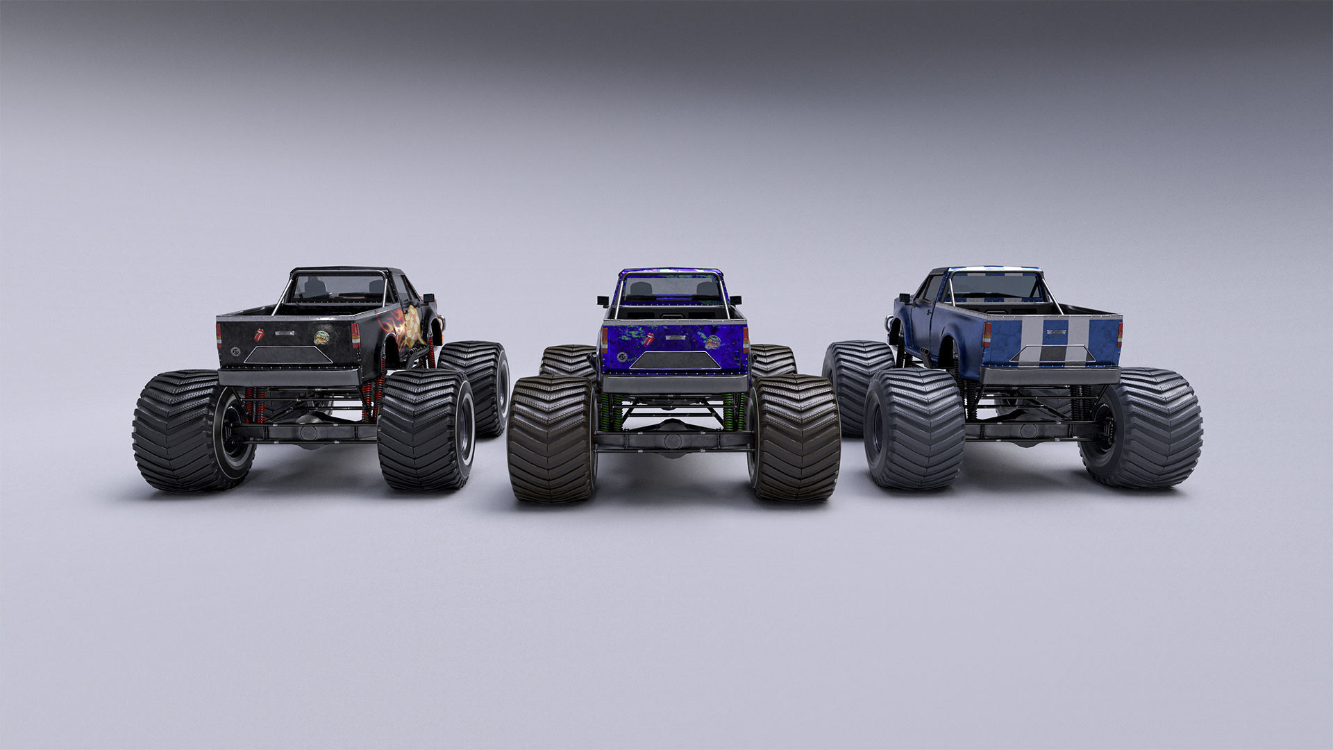 3D model Monster Truck Full Rig Unity and Unreal Engine 4 VR / AR / low ...